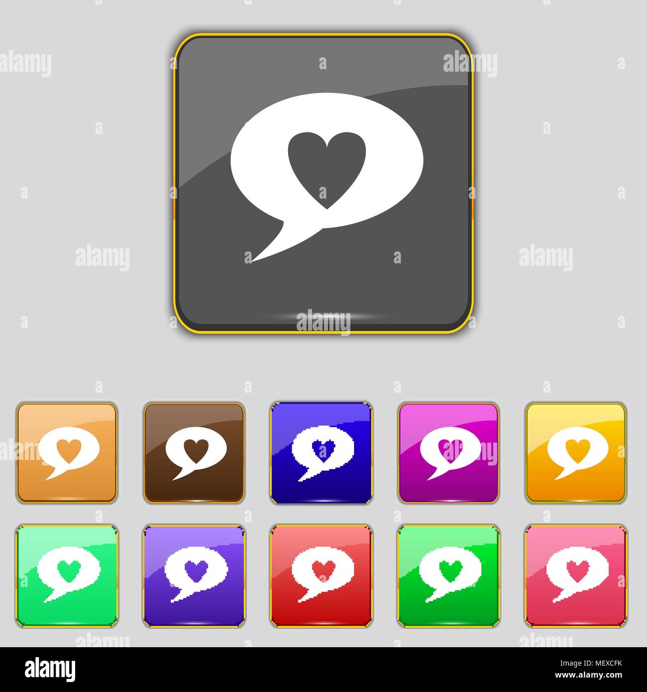Heart sign icon. Love symbol. Set colur buttons. Vector illustration ...