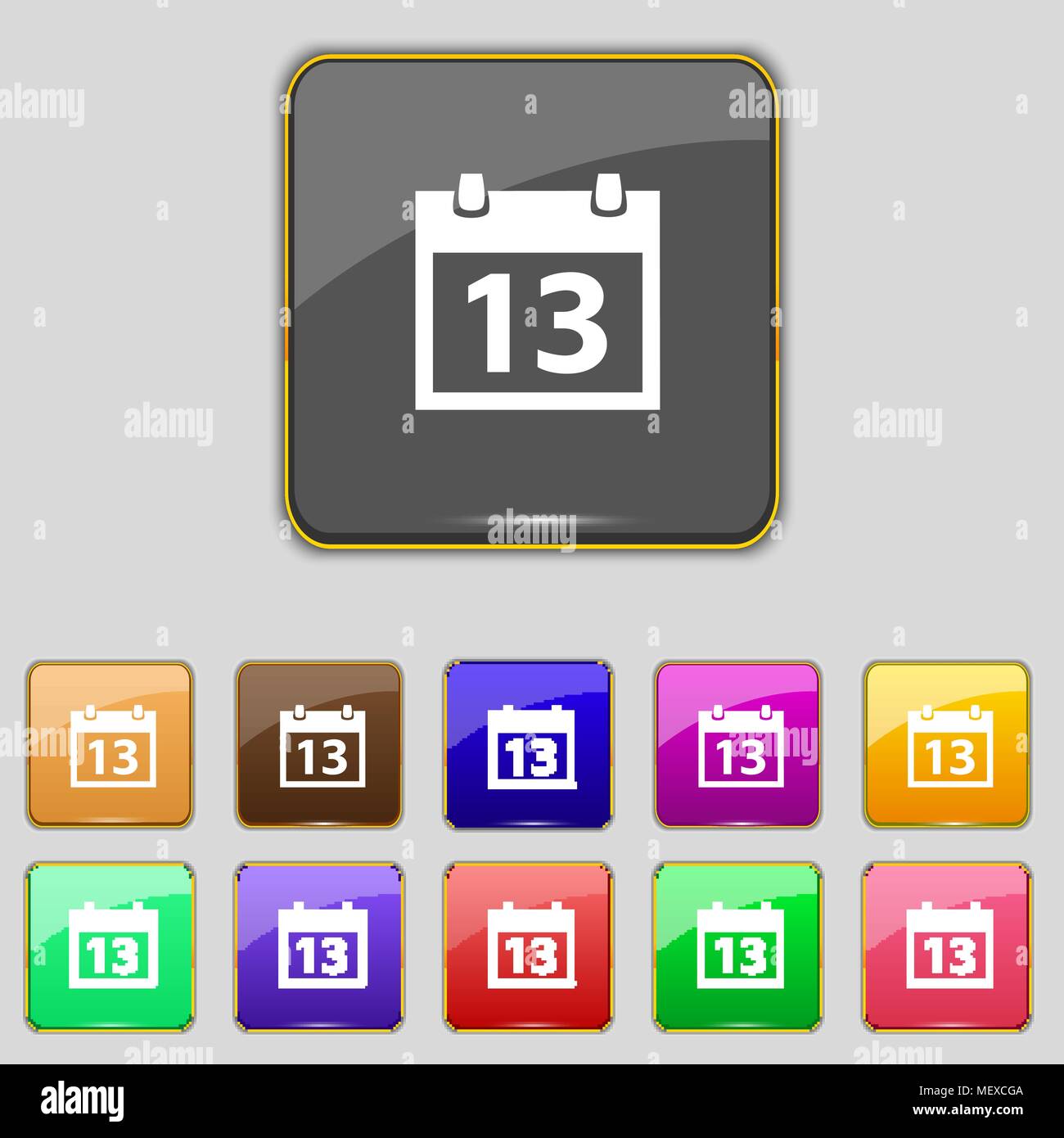 Calendar sign icon. days month symbol. Date button Set colur buttons ...