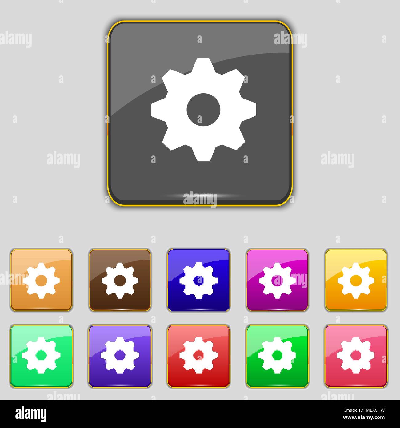 Cog settings sign icon. Cogwheel gear mechanism symbol. Set colourful ...