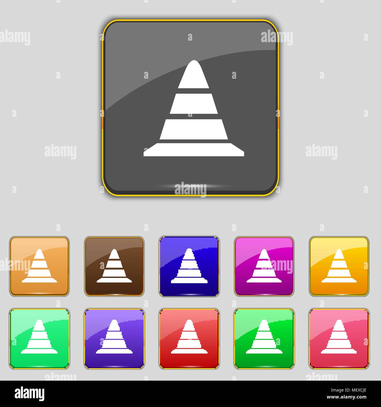 road cone icon. Set colourful buttons. Vector illustration Stock Vector ...