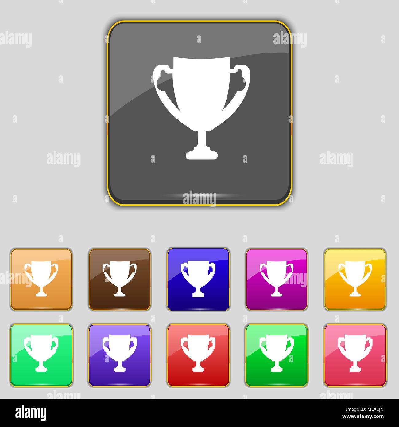 Winner cup sign icon. Awarding of winners symbol. Trophy. Set colourful ...