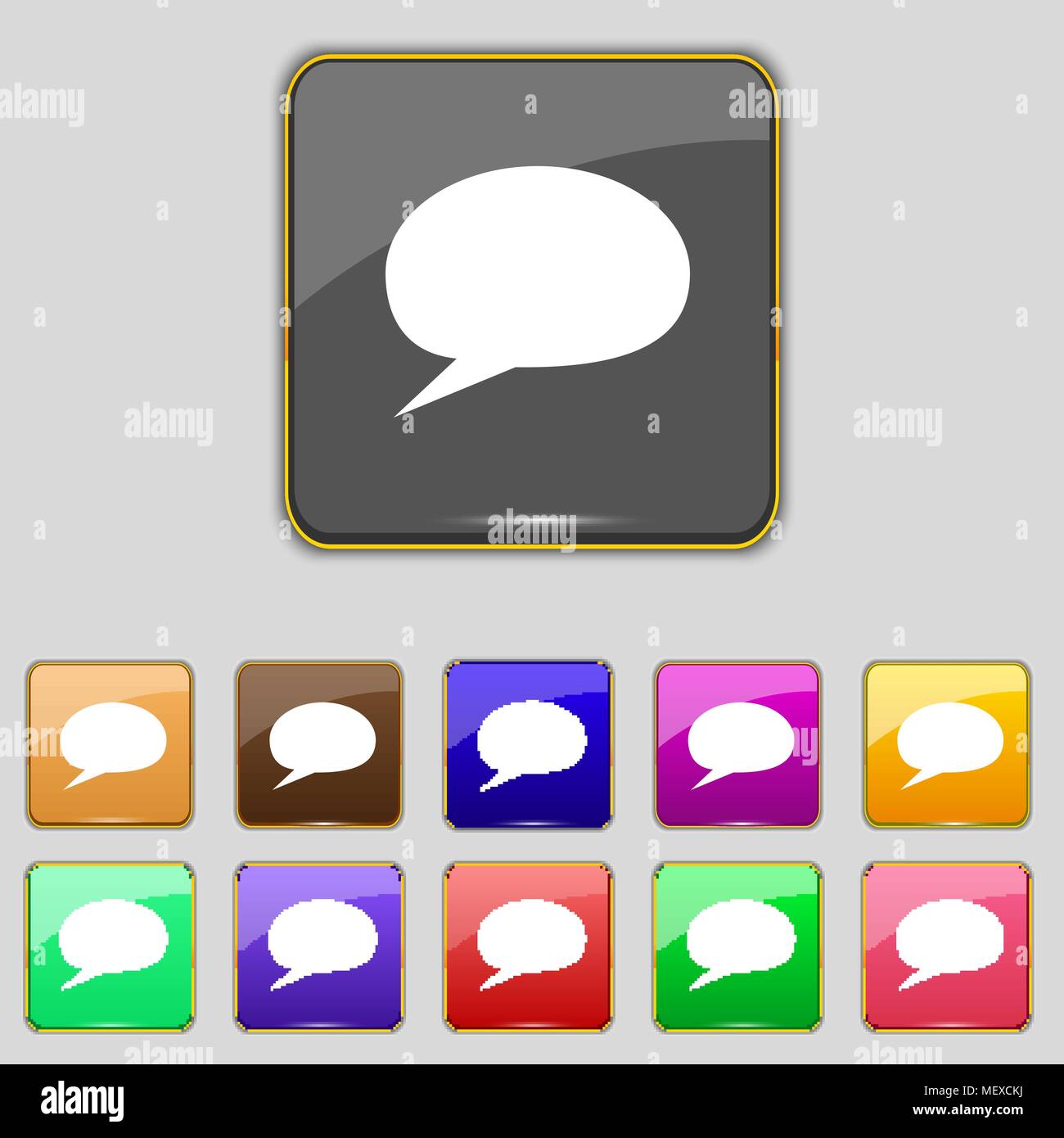 Speech bubble icons. Think cloud symbols. Set colourful buttons. Vector ...