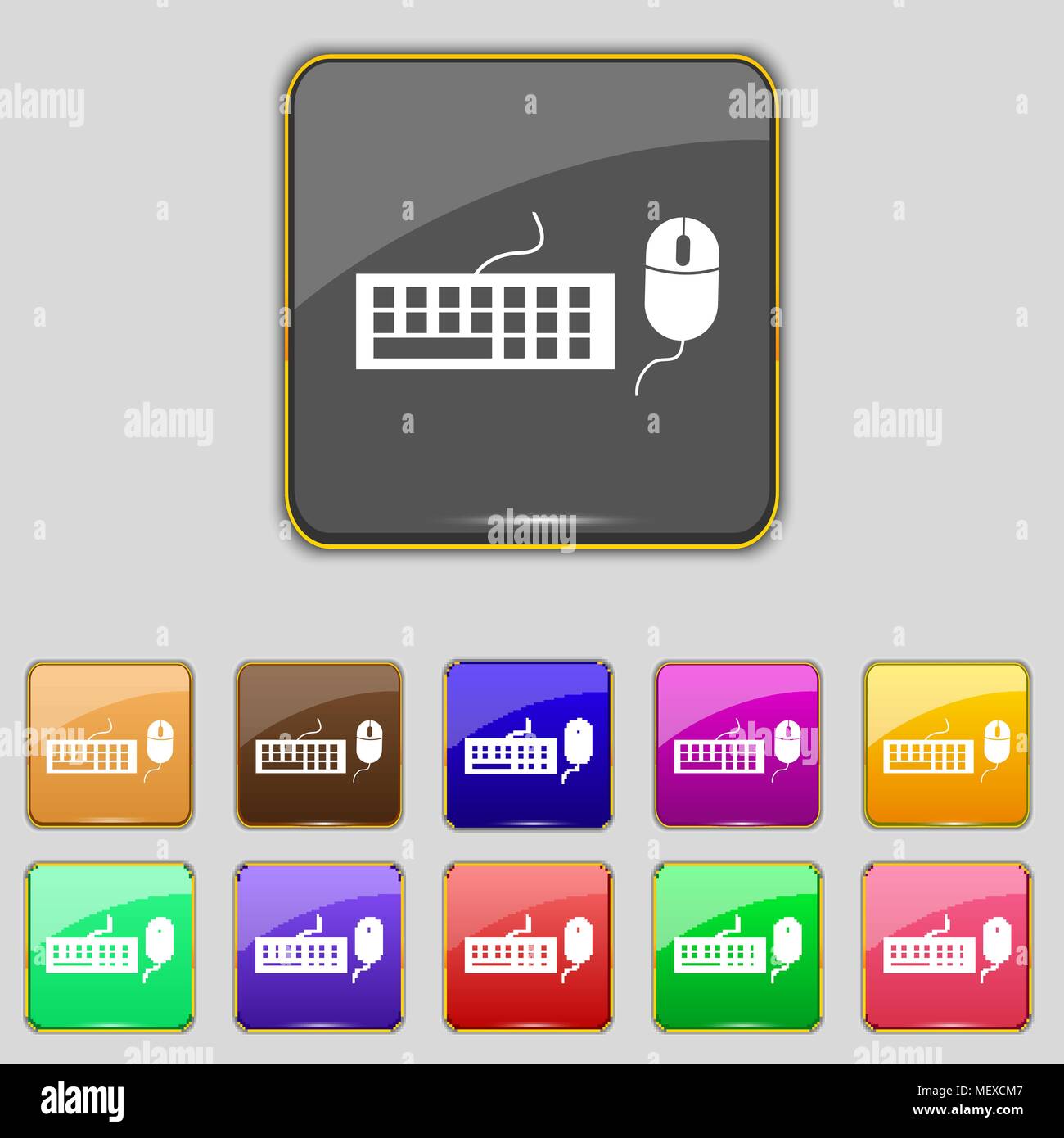 Computer keyboard and mouse Icon. Set colourful buttons. Vector illustration Stock Vector Image ...