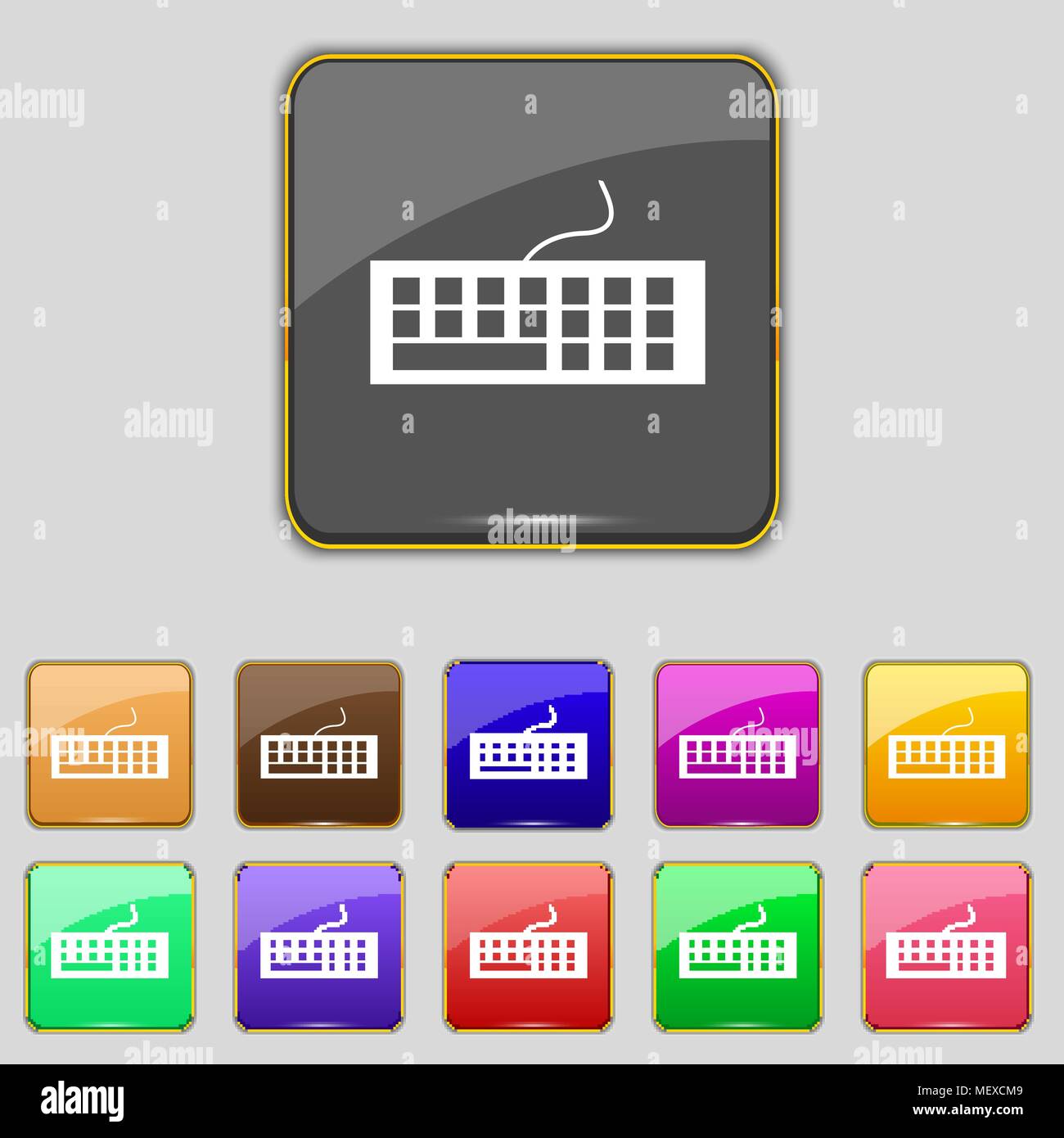 Computer keyboard Icon. Set colourful buttons. Vector illustration ...