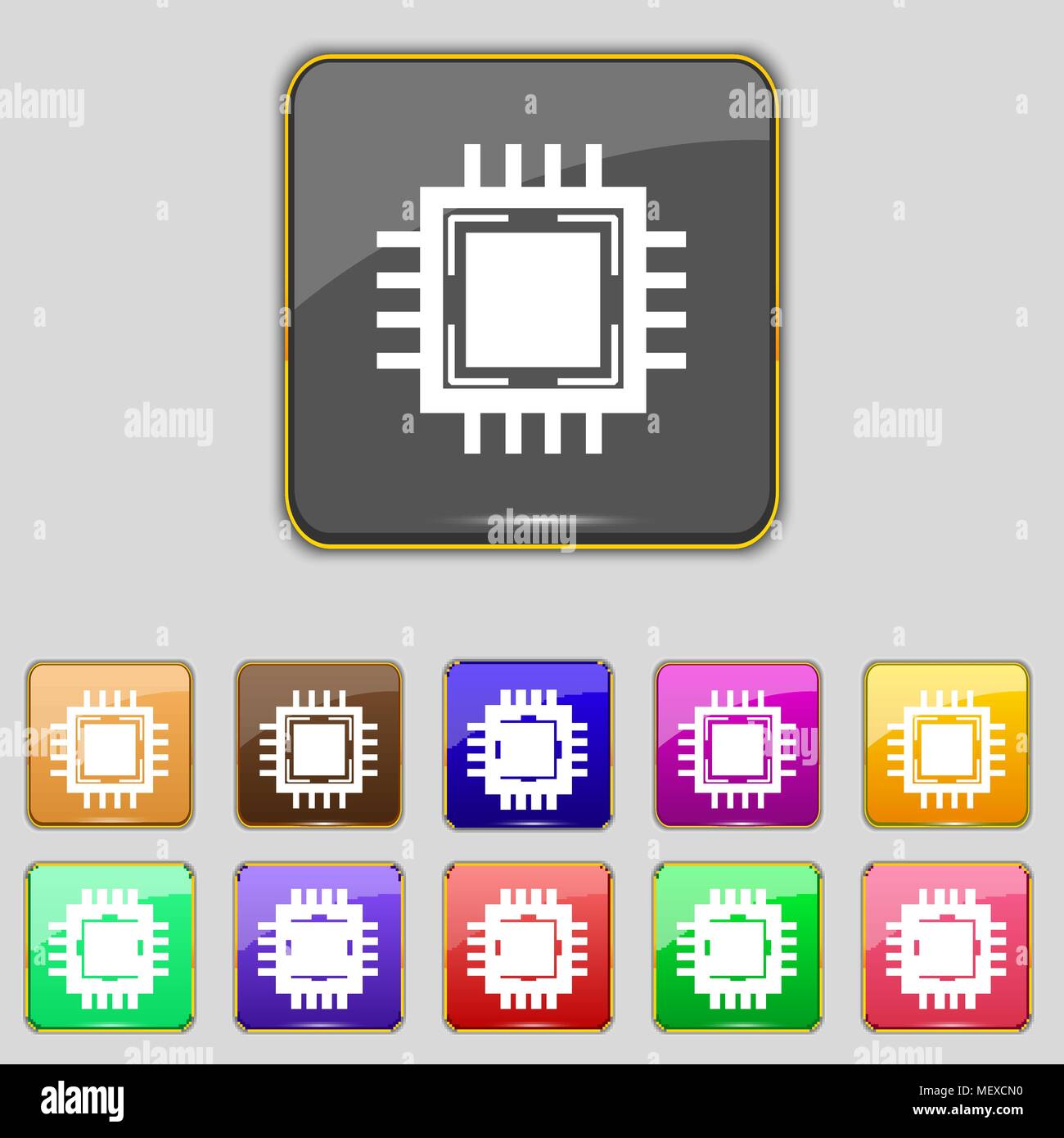Central Processing Unit Icon. Technology scheme circle symbol. Set ...