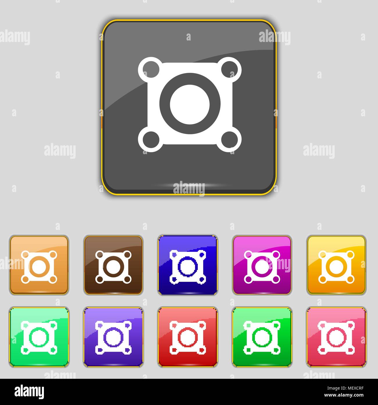 Speaker volume sign icon. Sound symbol. Set colour buttons. Vector ...