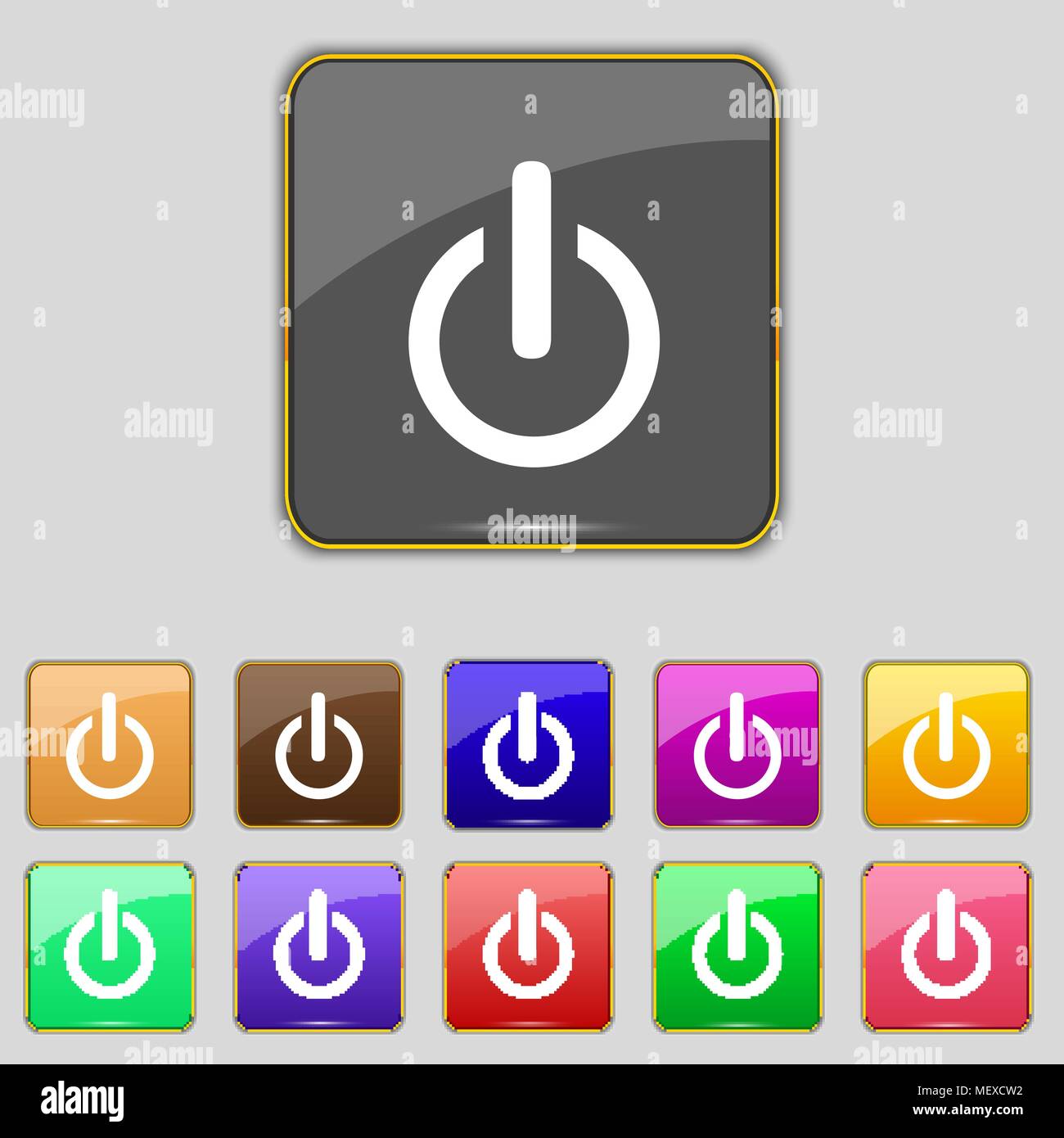 Power sign icon. Switch on symbol. Turn on energy. Set of colourful ...