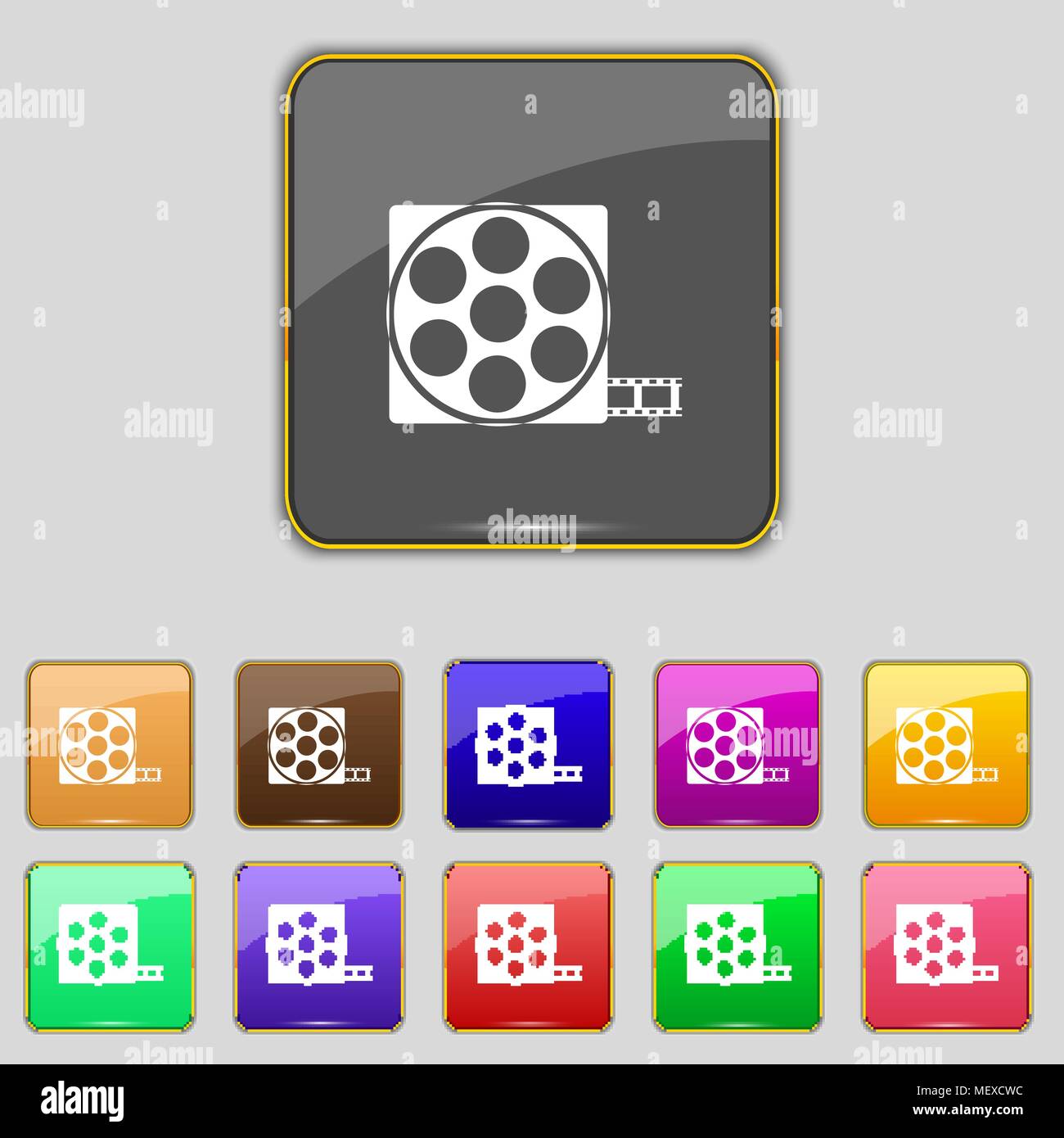 Video sign icon. frame symbol. Set colourful buttons. Vector ...