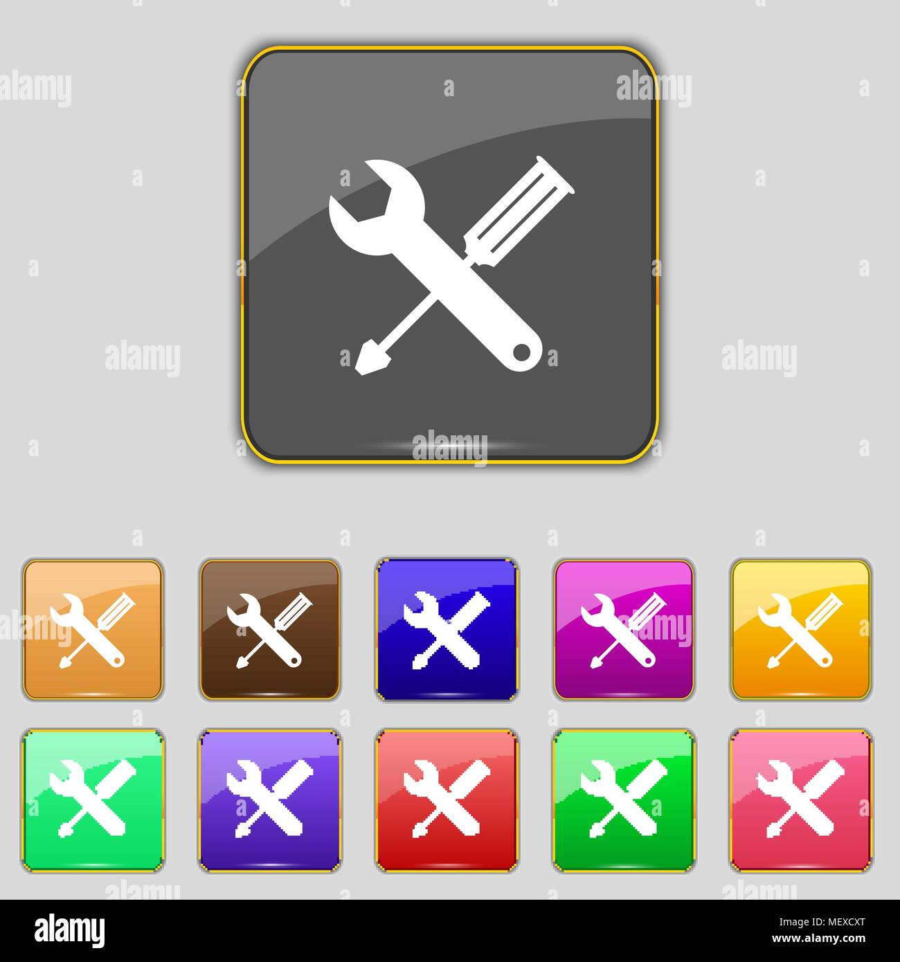 Repair tool sign icon. Service symbol. screwdriver with wrench. Set of ...