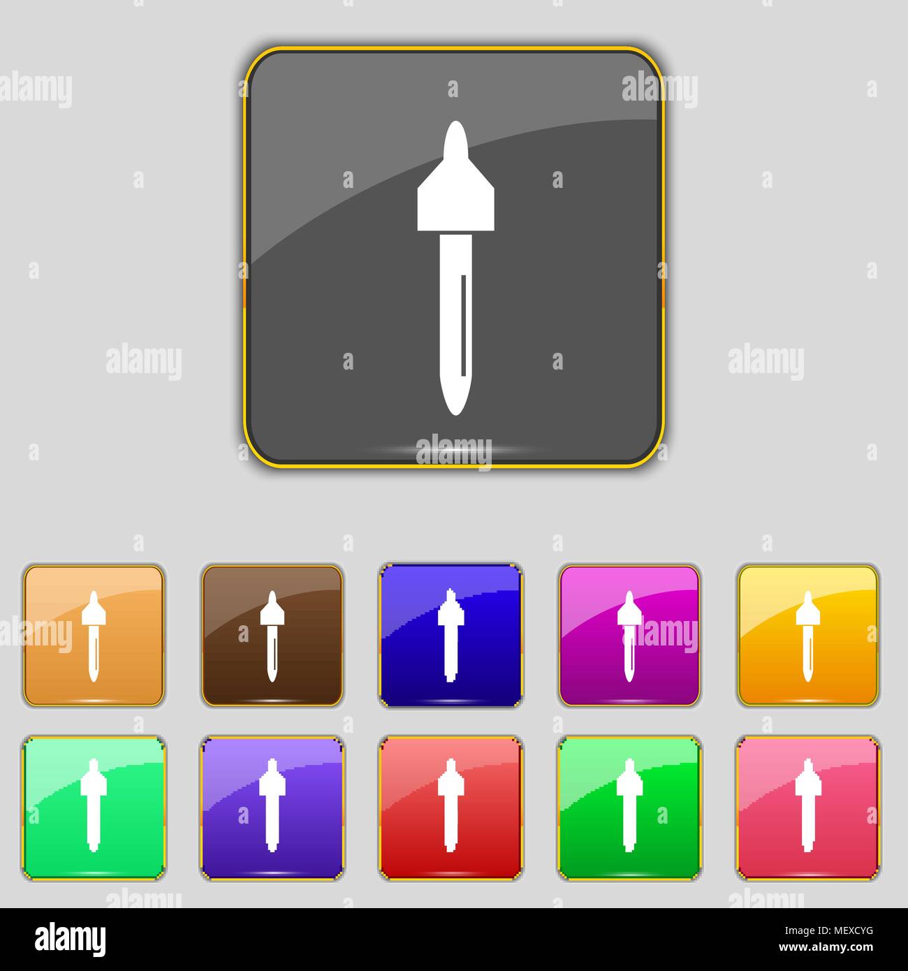 dropper sign icon. pipette symbol. Set of colored buttons. Vector ...