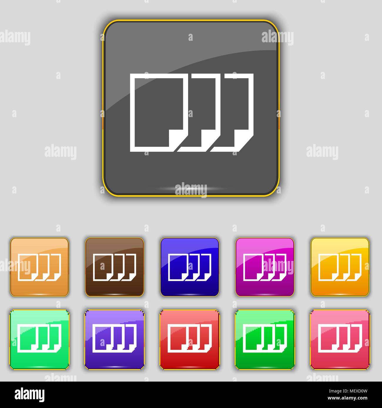 Copy File Sign Icon Duplicate Document Symbol Set Of Colored Buttons Vector Illustration