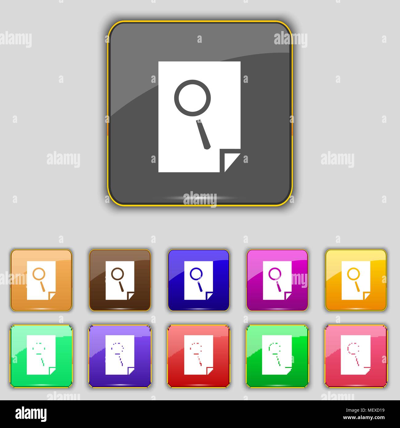 Search in file sign icon. Find in document symbol. Set of colored ...