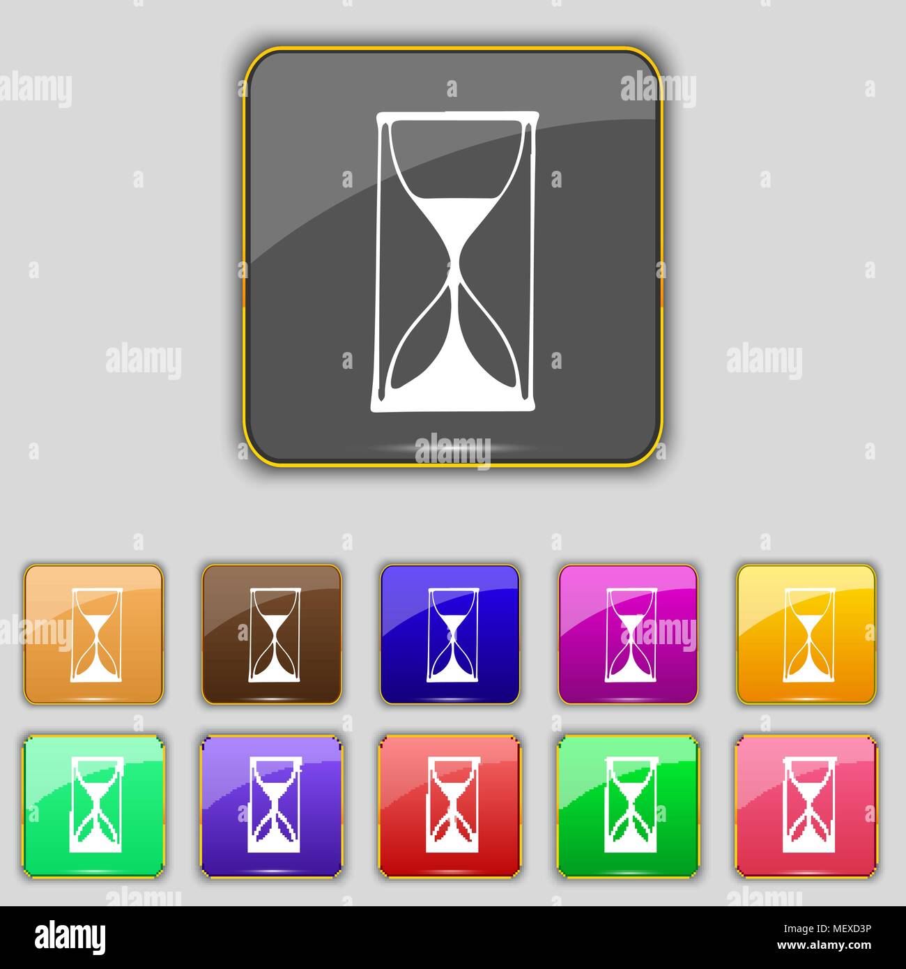Hourglass sign icon. Sand timer symbol. Set of colour buttons. Vector ...