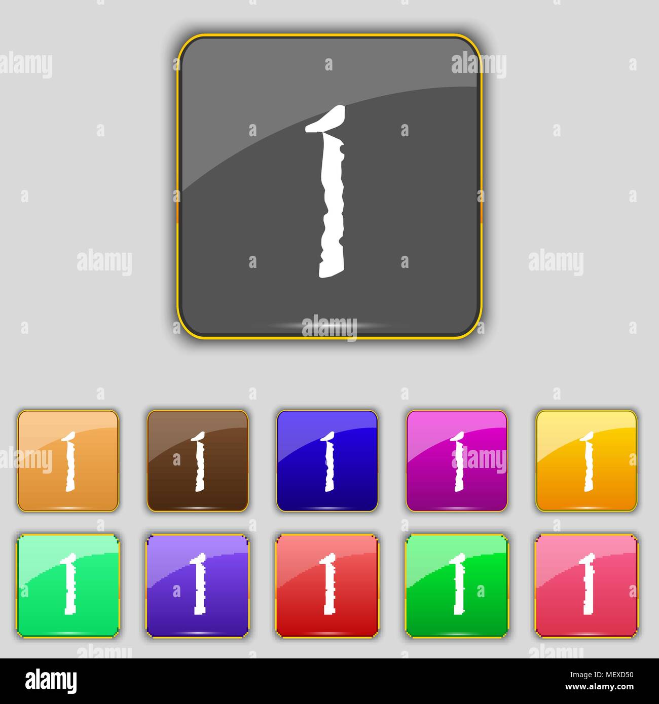 First place award sign. Winner symbol. Step one. Set of coloured ...