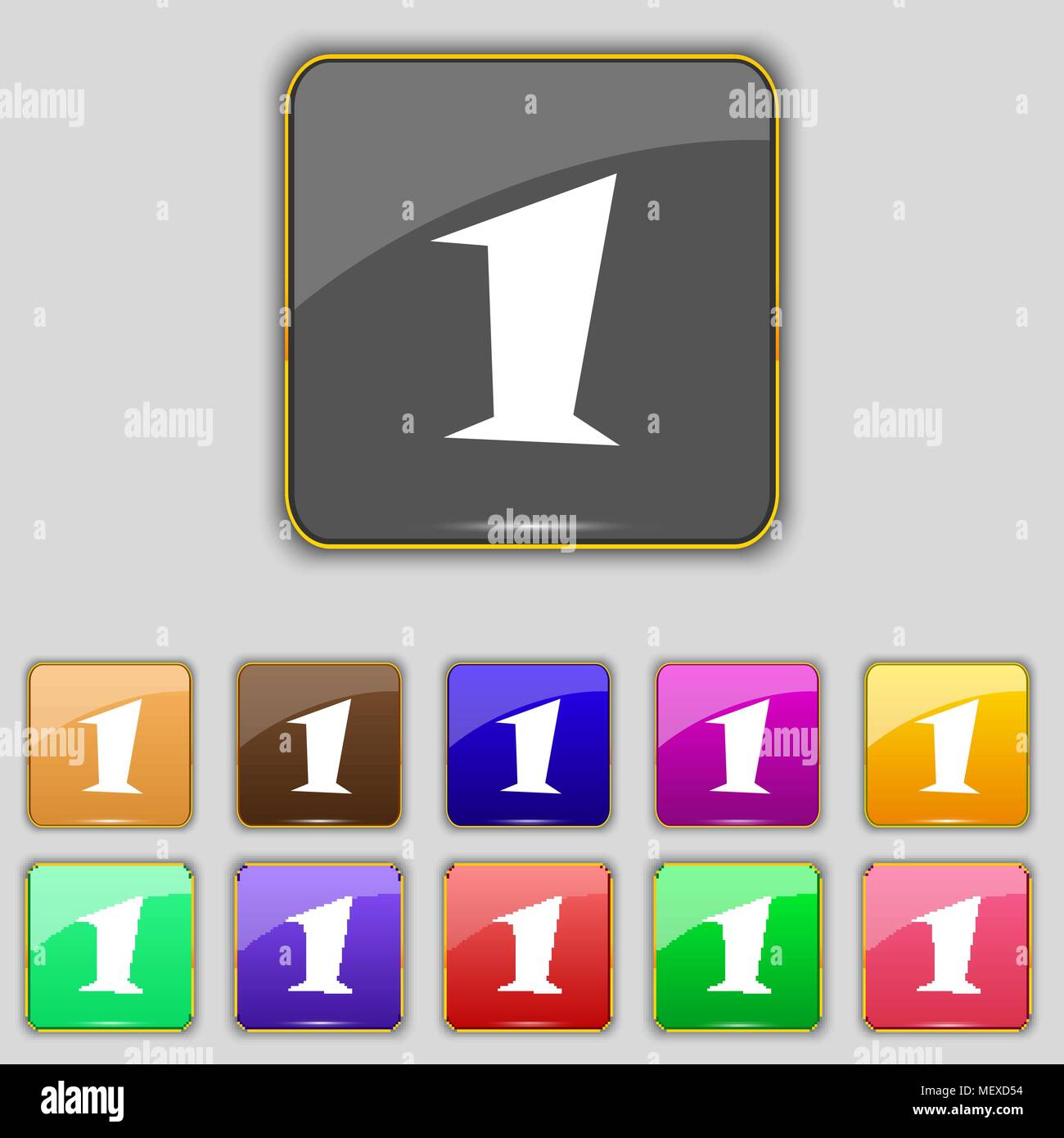 First place award sign. Winner symbol. Step one. Set of coloured ...