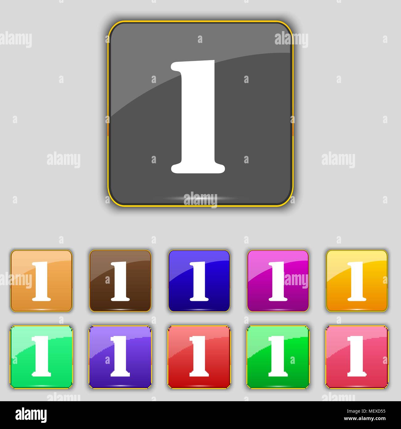 First place award sign. Winner symbol. Step one. Set of coloured ...