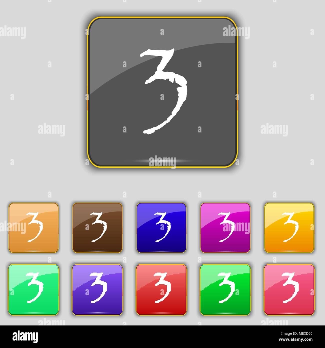 Third place award sign. Winner symbol. Step three. Set of coloured ...