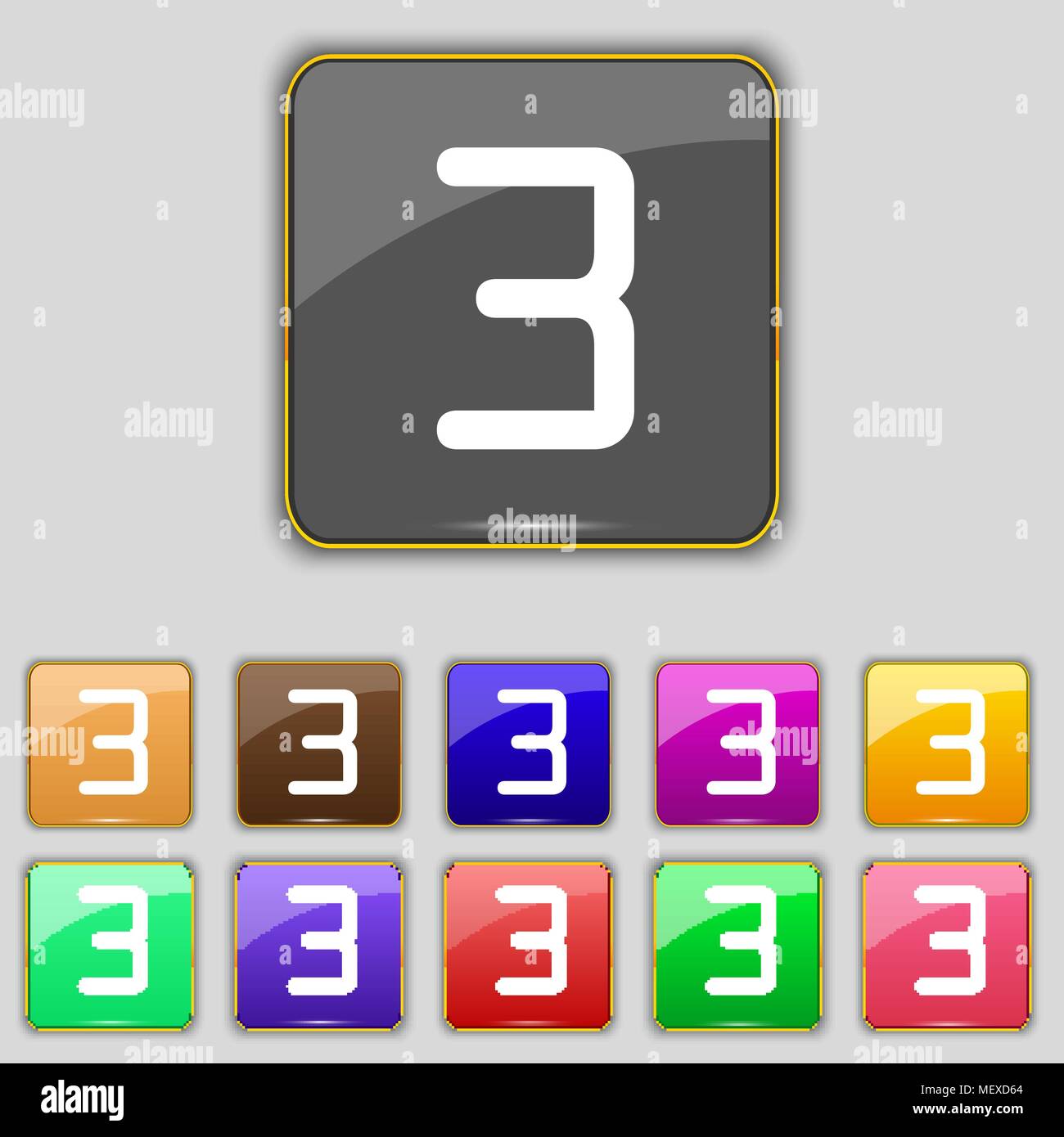 Third place award sign. Winner symbol. Step three. Set of coloured ...