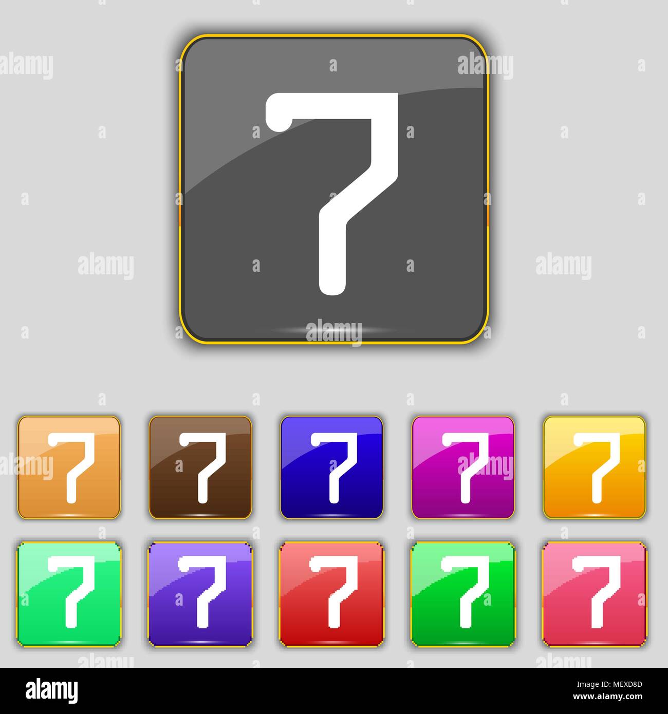 number seven icon sign. Set of coloured buttons. Vector illustration ...