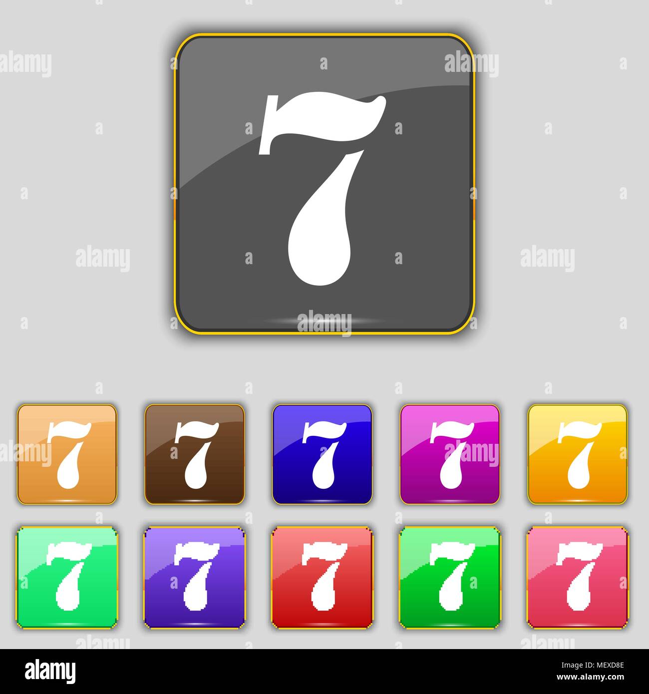 number seven icon sign. Set of coloured buttons. Vector illustration ...