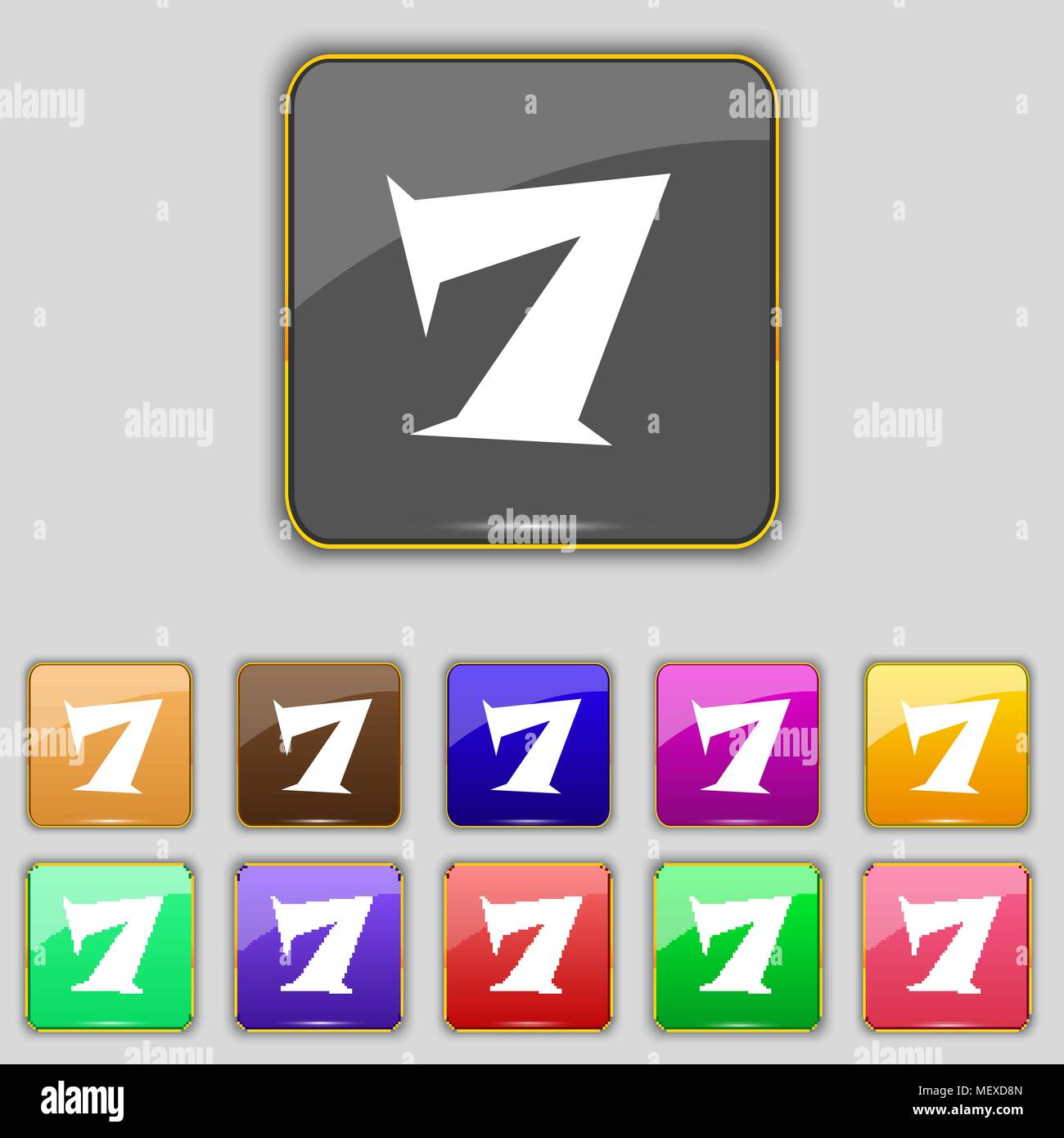 number seven icon sign. Set of coloured buttons. Vector illustration ...