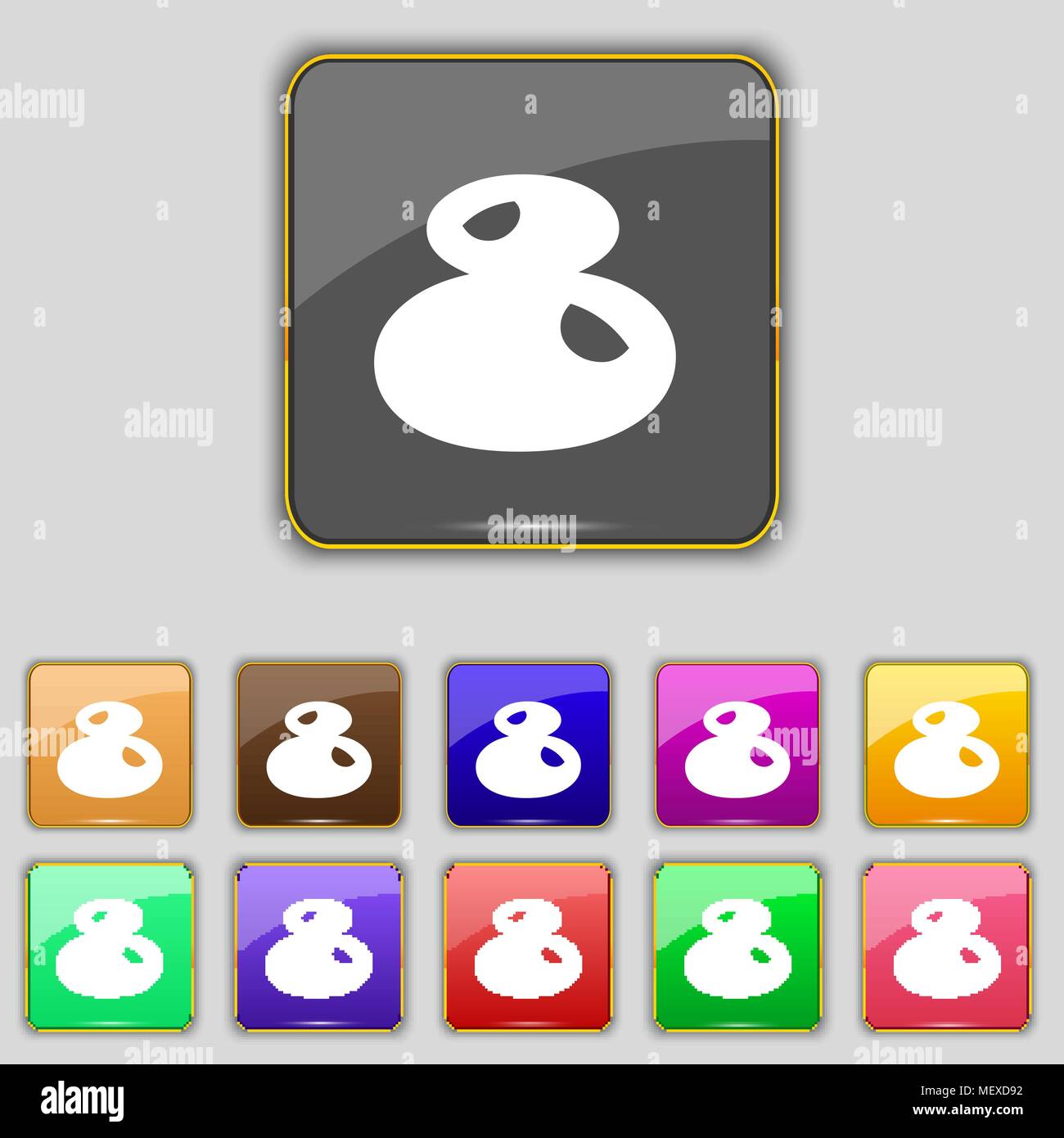 number Eight icon sign. Set of coloured buttons. Vector illustration ...