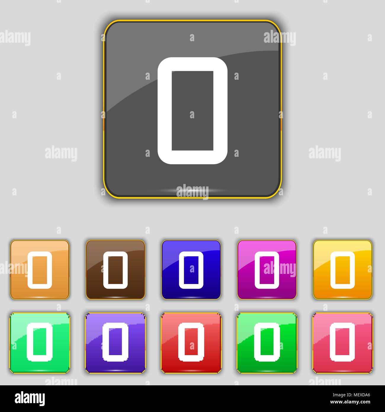 number zero icon sign. Set of coloured buttons. Vector illustration ...