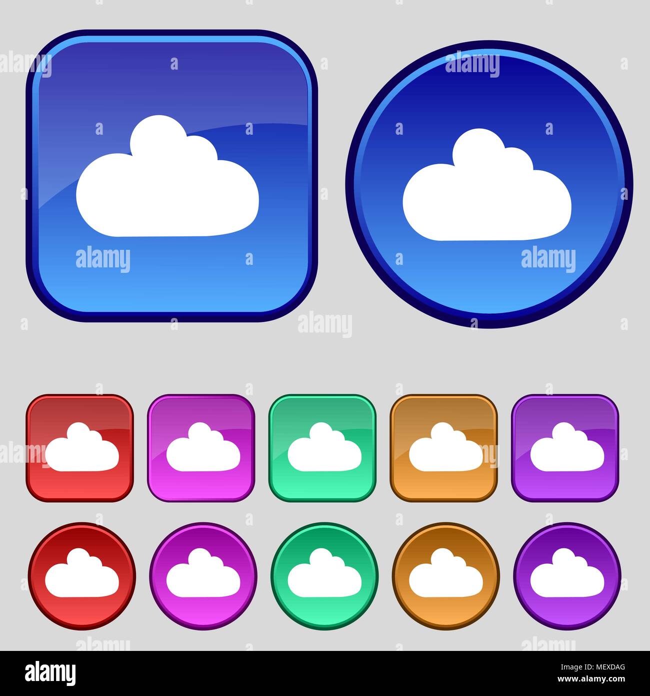 Cloud sign icon. Data storage symbol. Set colourful buttons. Vector illustration Stock Vector ...