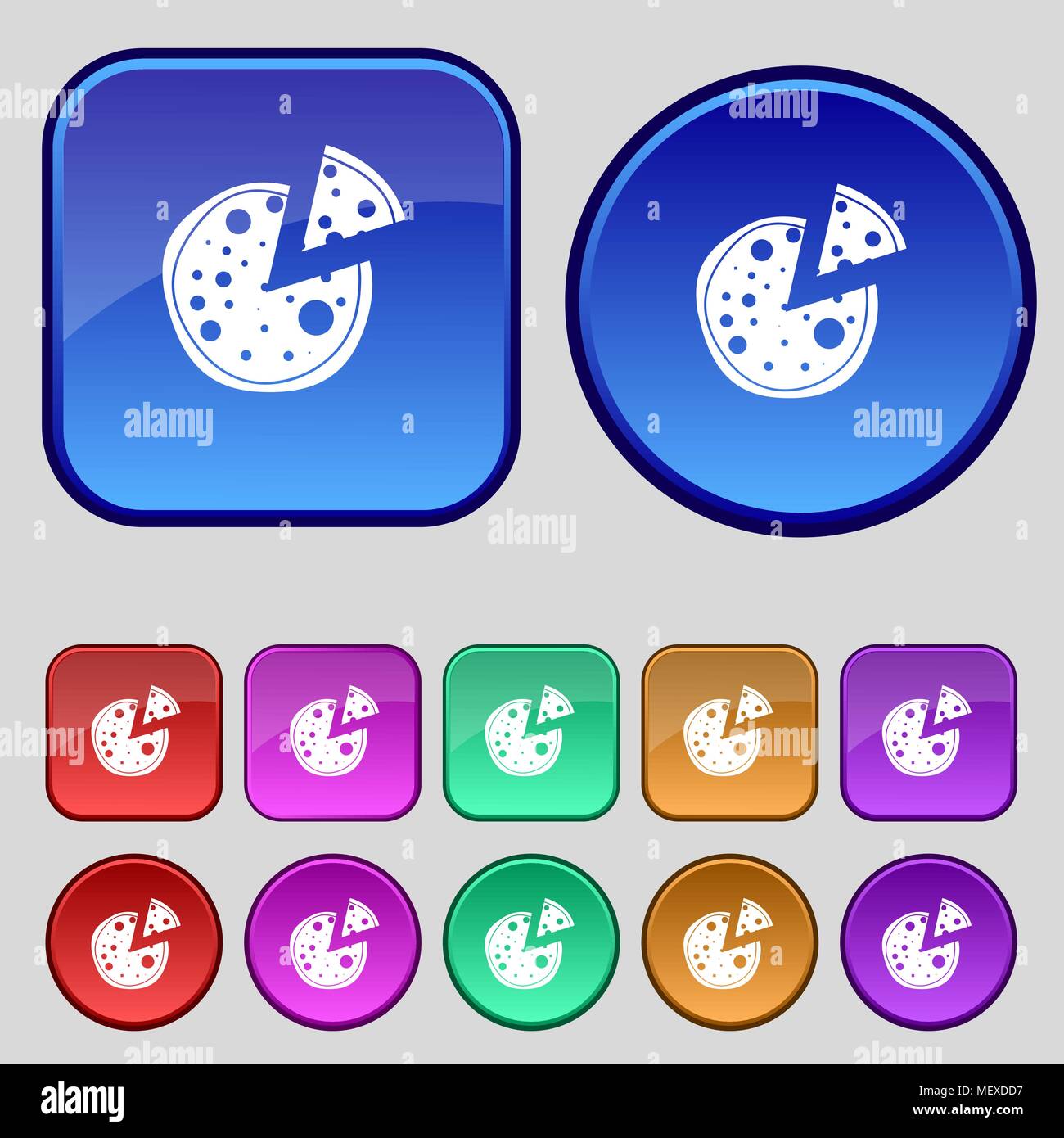 Pizza Icon. Set colourful buttons sign. Vector illustration Stock ...