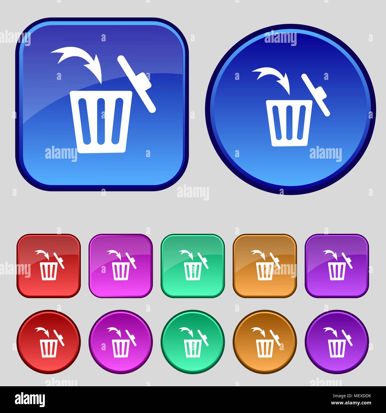 Recycle bin sign icon. Bins symbol. Set colourful buttons. Vector ...