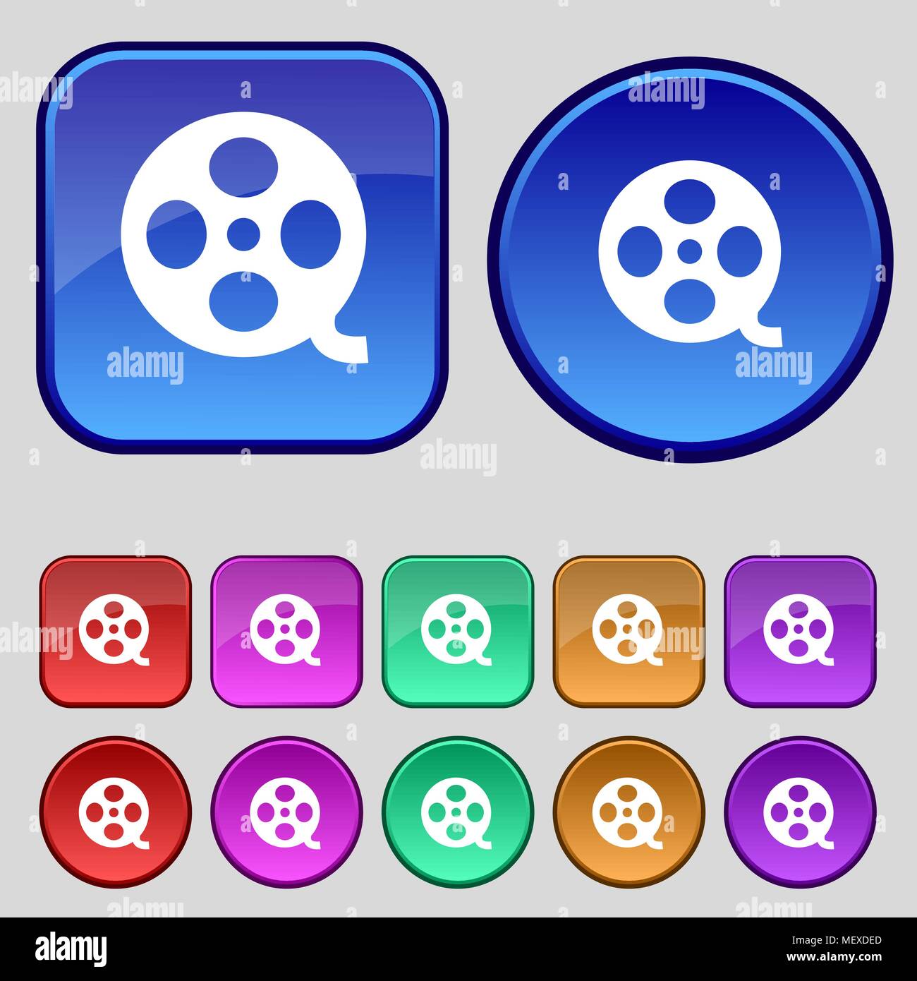 Video sign icon. Video frame symbol. Set colourful buttons. Vector ...