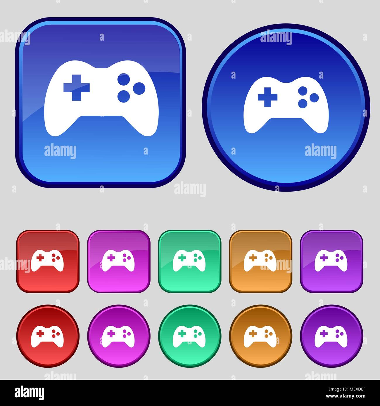 Joystick sign icon. Video game symbol. Set colourful buttons. Vector ...