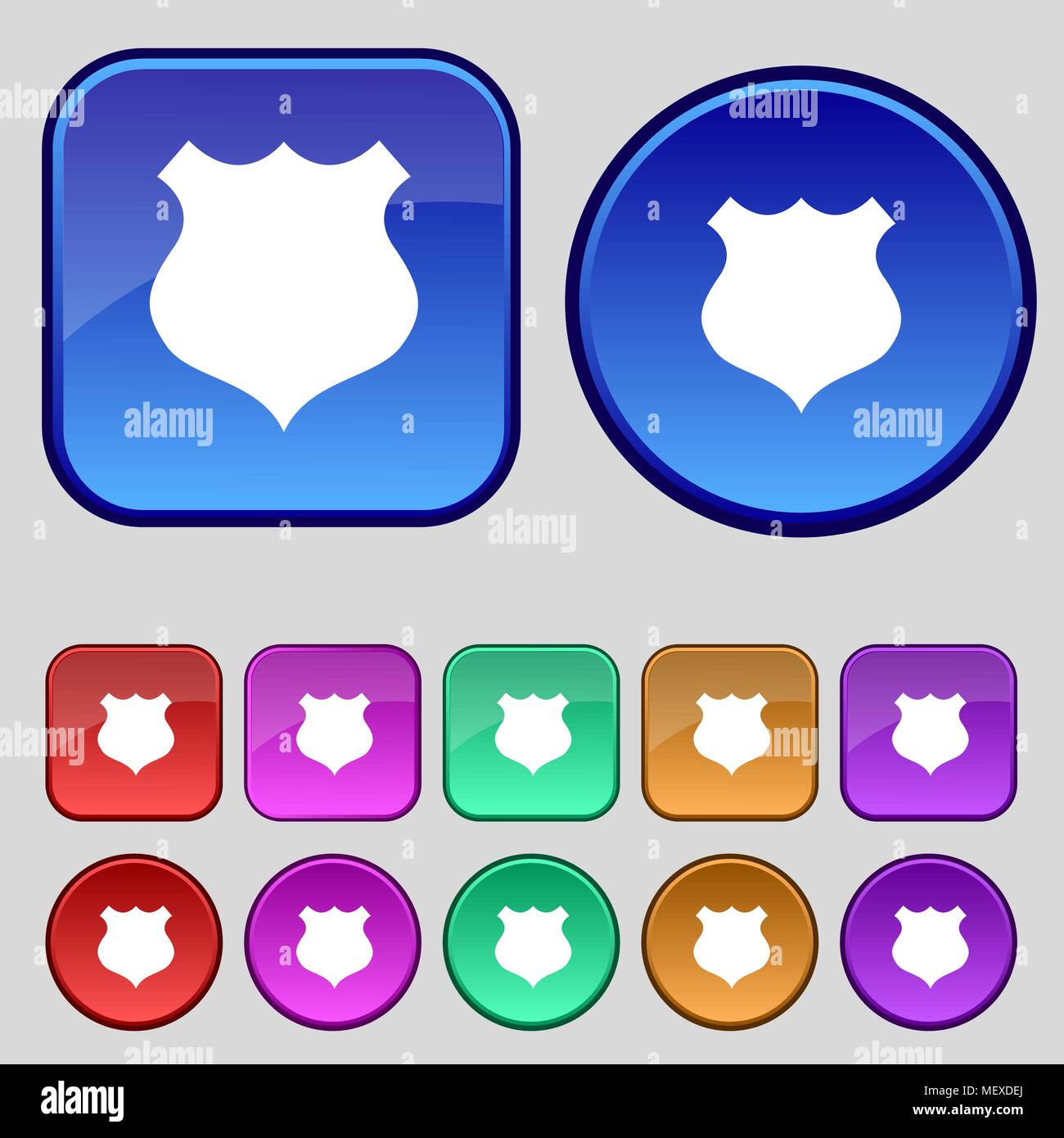 Shield sign icon. Protection symbol. Set colourful buttons. Vector ...