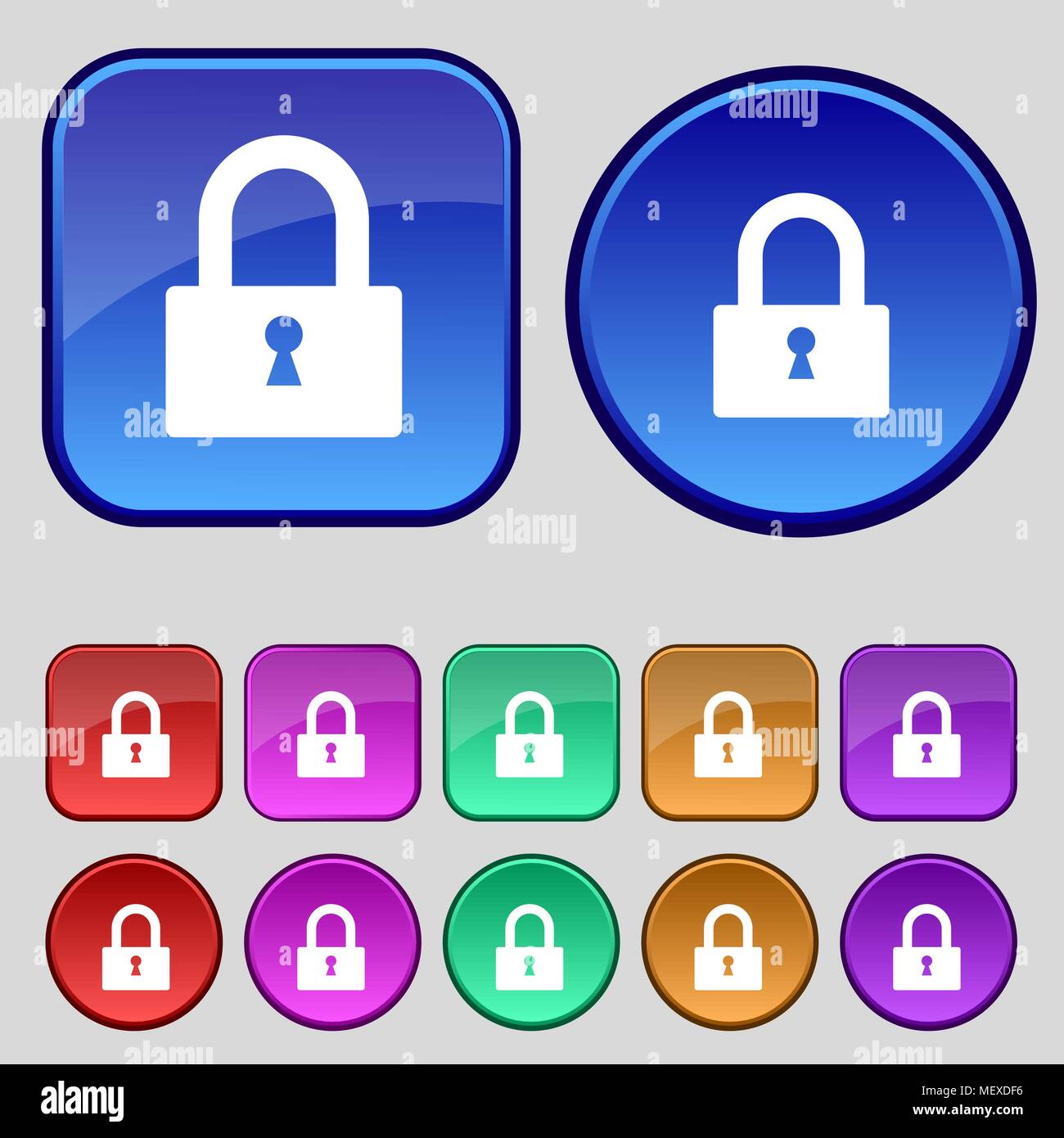 Lock sign icon. Locker symbol. Set colourful buttons. Vector ...