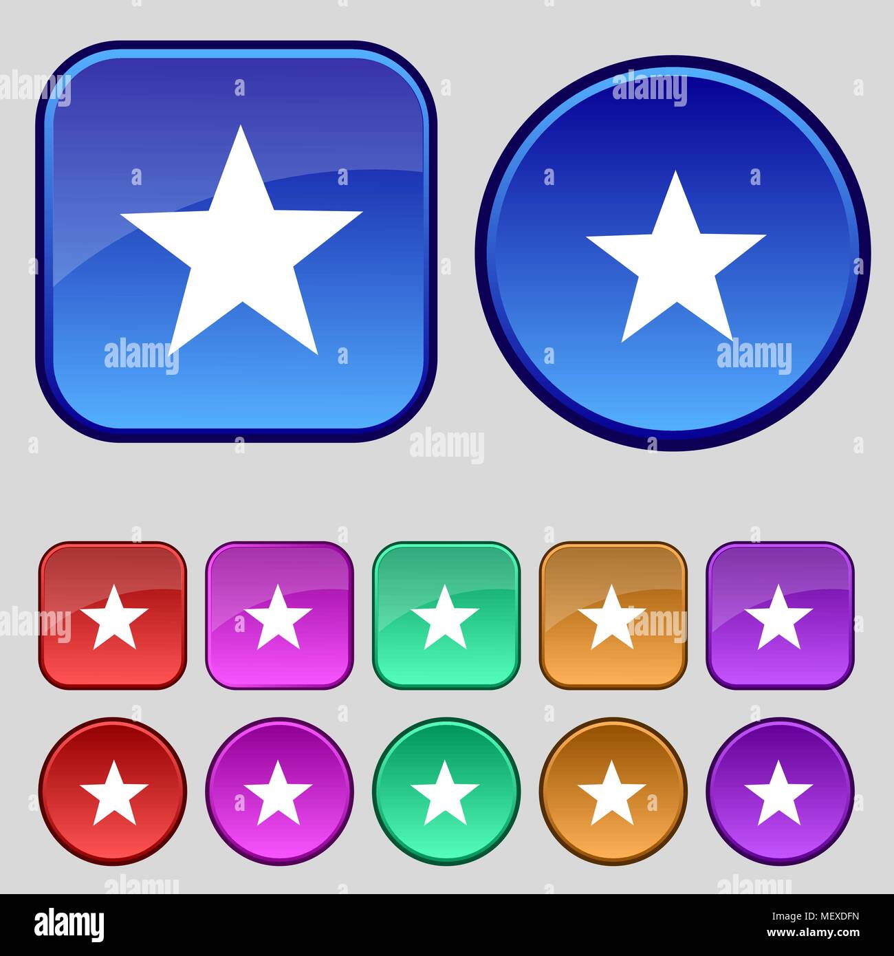 Star sign icon. Favorite button. Navigation symbol. Set colourful ...