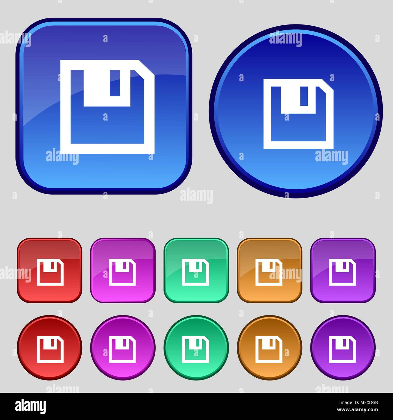floppy icon. Flat modern design Set colour buttons. Vector illustration ...