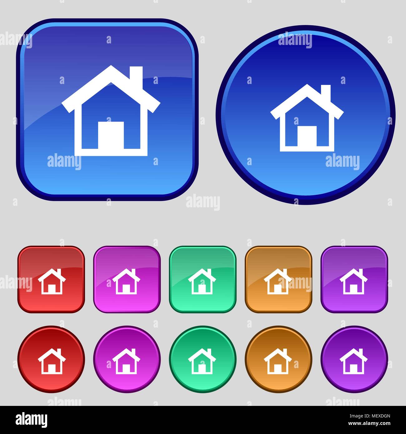 Home sign icon. Main page button. Navigation symbol.Set colourful ...