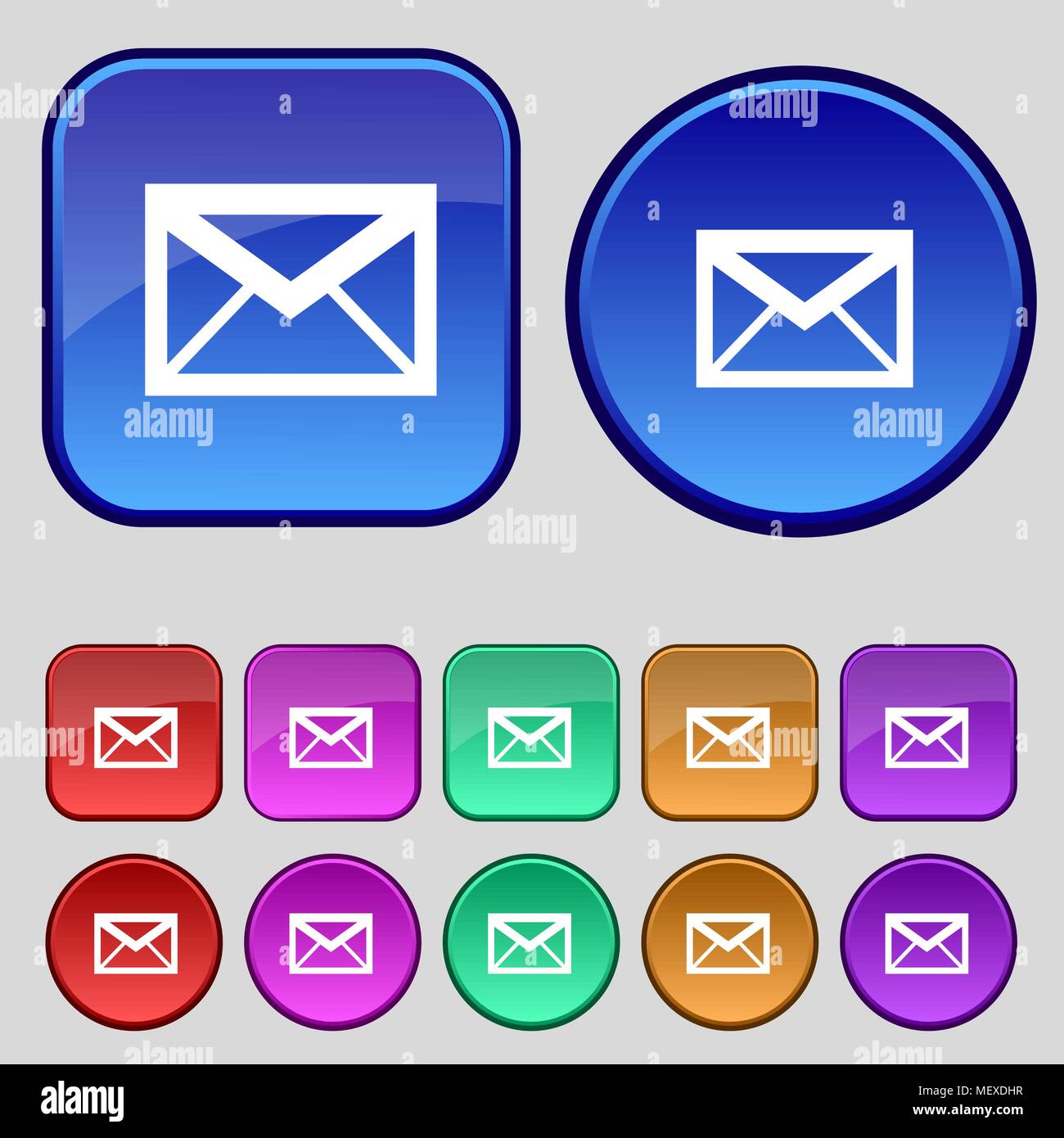 Mail icon. Envelope symbol. Message sign. Mail navigation button Set ...