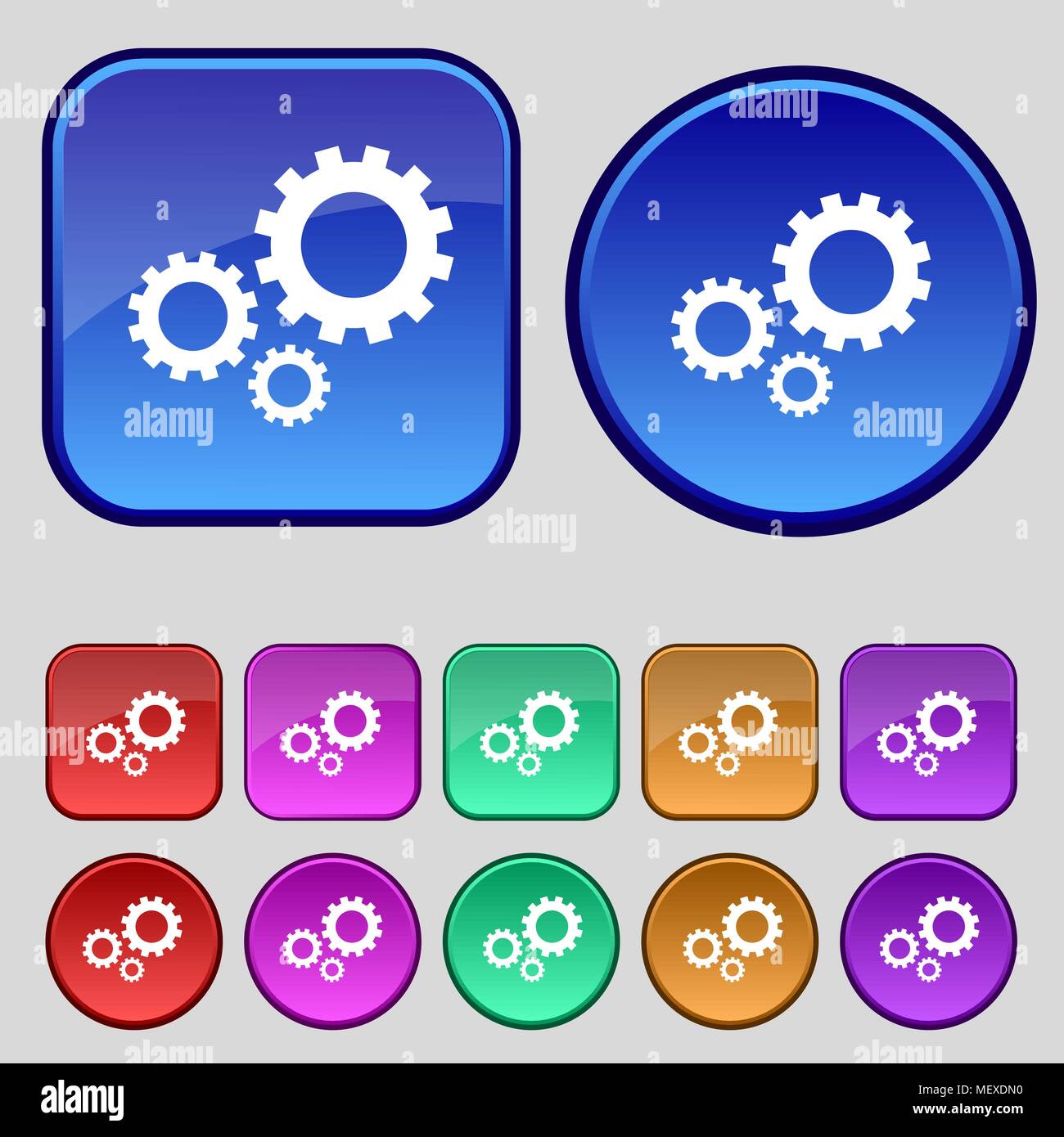 Cog settings sign icon. Cogwheel gear mechanism symbol. Set colourful ...