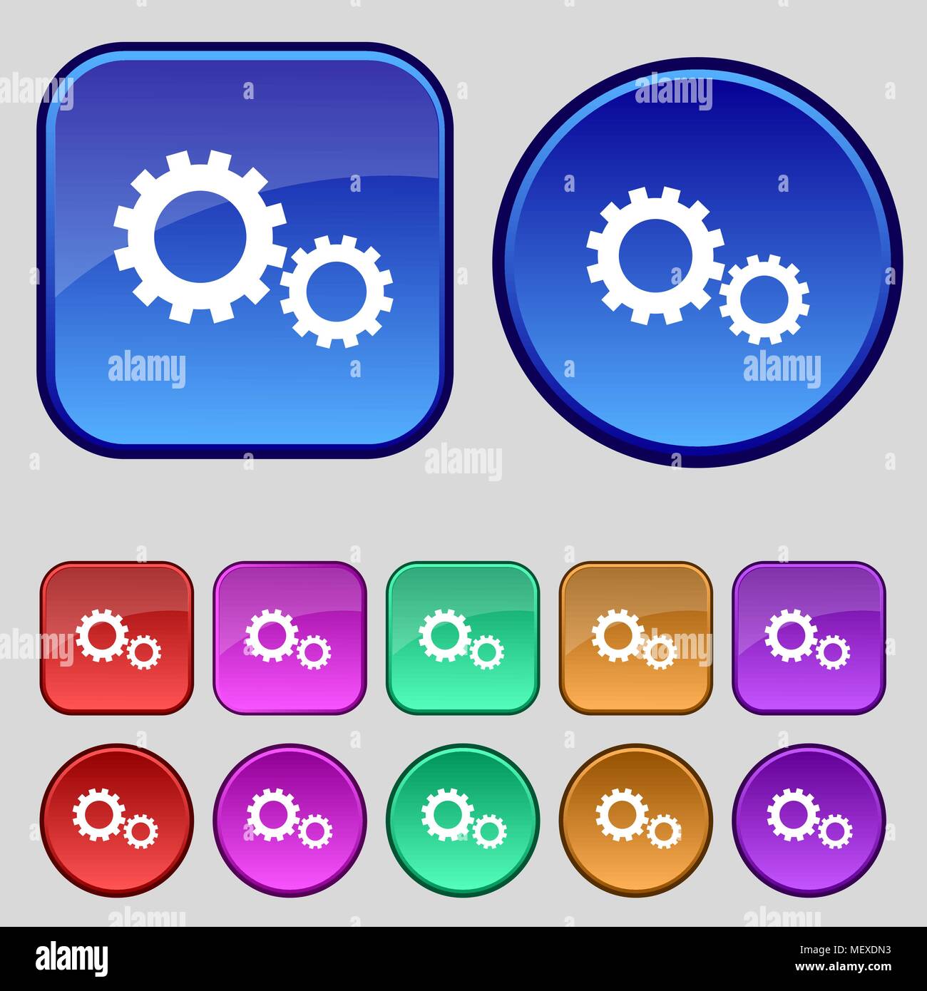 Cog settings sign icon. Cogwheel gear mechanism symbol. Set colourful ...