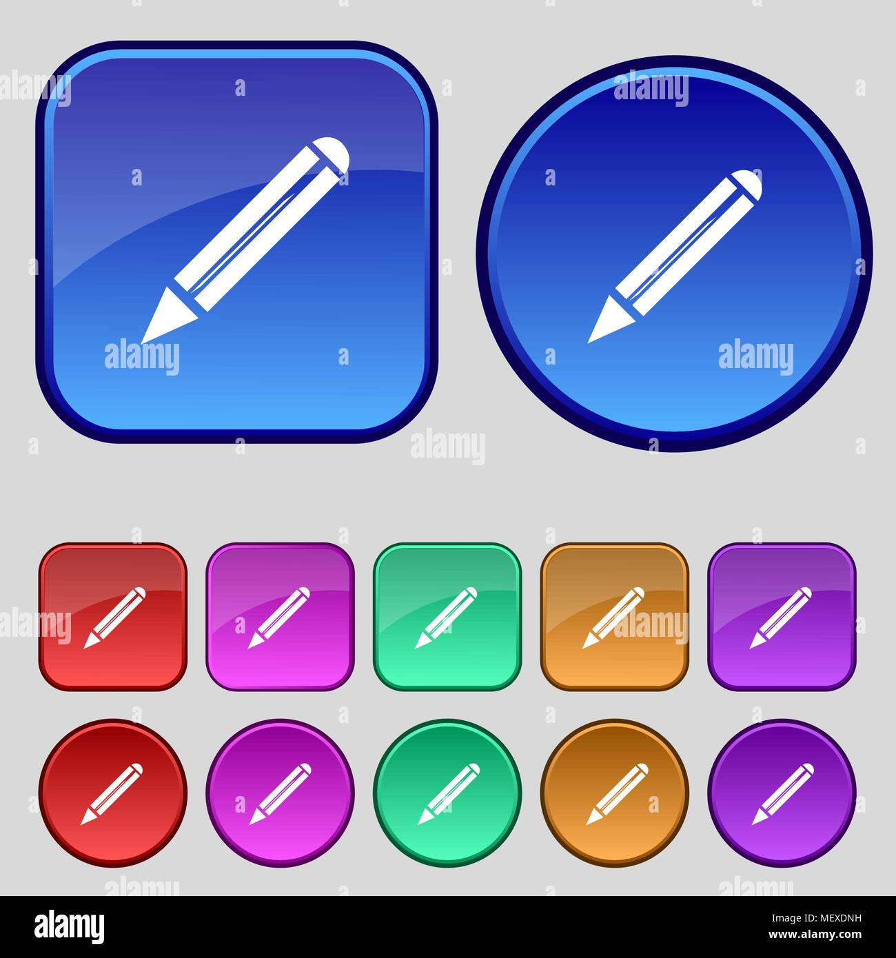 Pencil sign icon. Edit content button. Set colur buttons. Vector ...