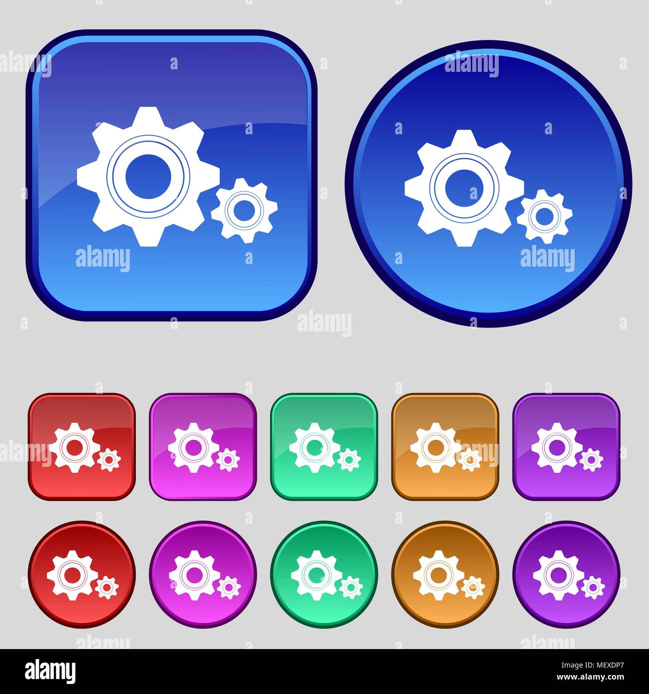 Cog settings sign icon. Cogwheel gear mechanism symbol. Set colourful ...