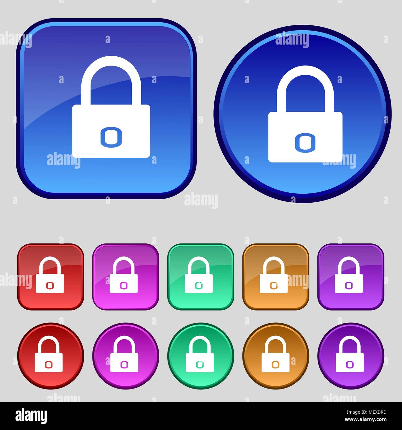Lock sign icon. Locker symbol. Set colur buttons. Vector illustration ...