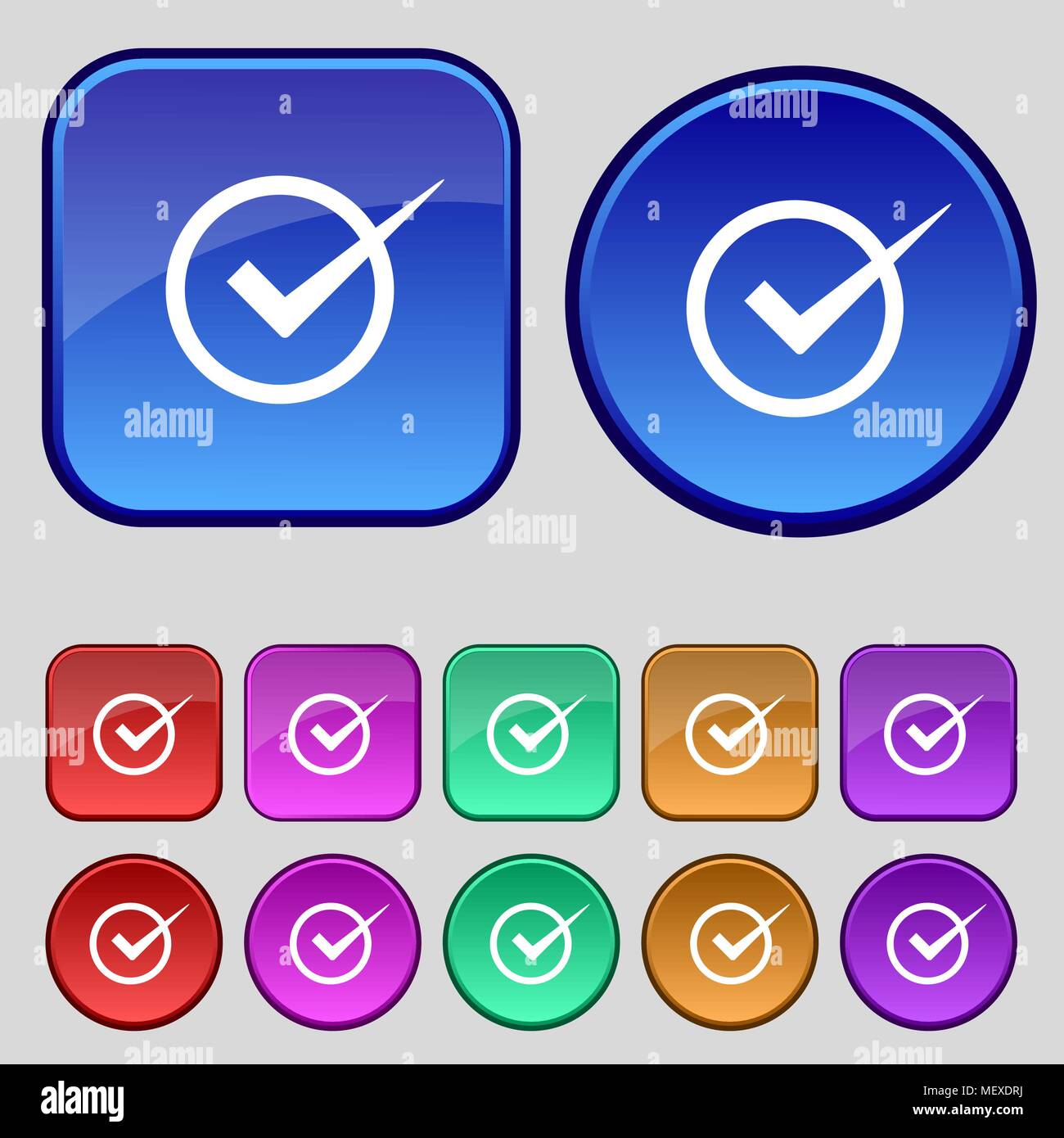 Check Mark Sign Icon Checkbox Button Set Colur Buttons Vector Illustration Stock Vector Image