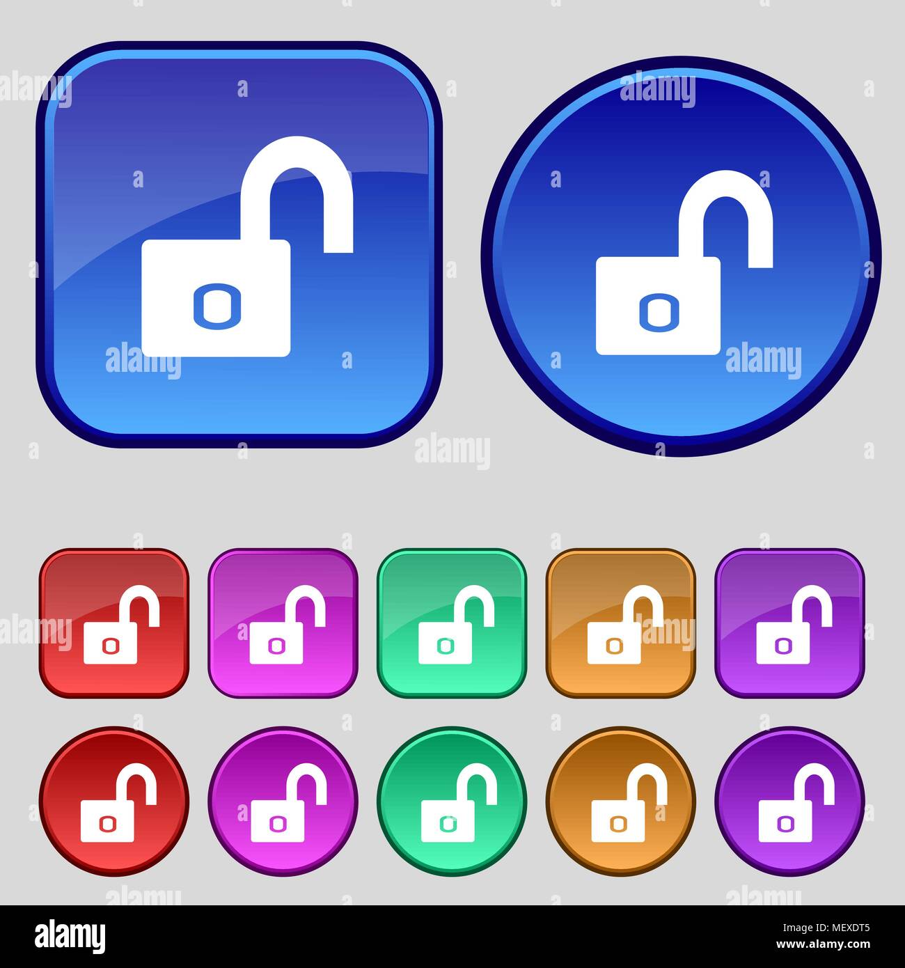 Lock sign icon. Locker symbol. Set colur buttons. Vector illustration ...