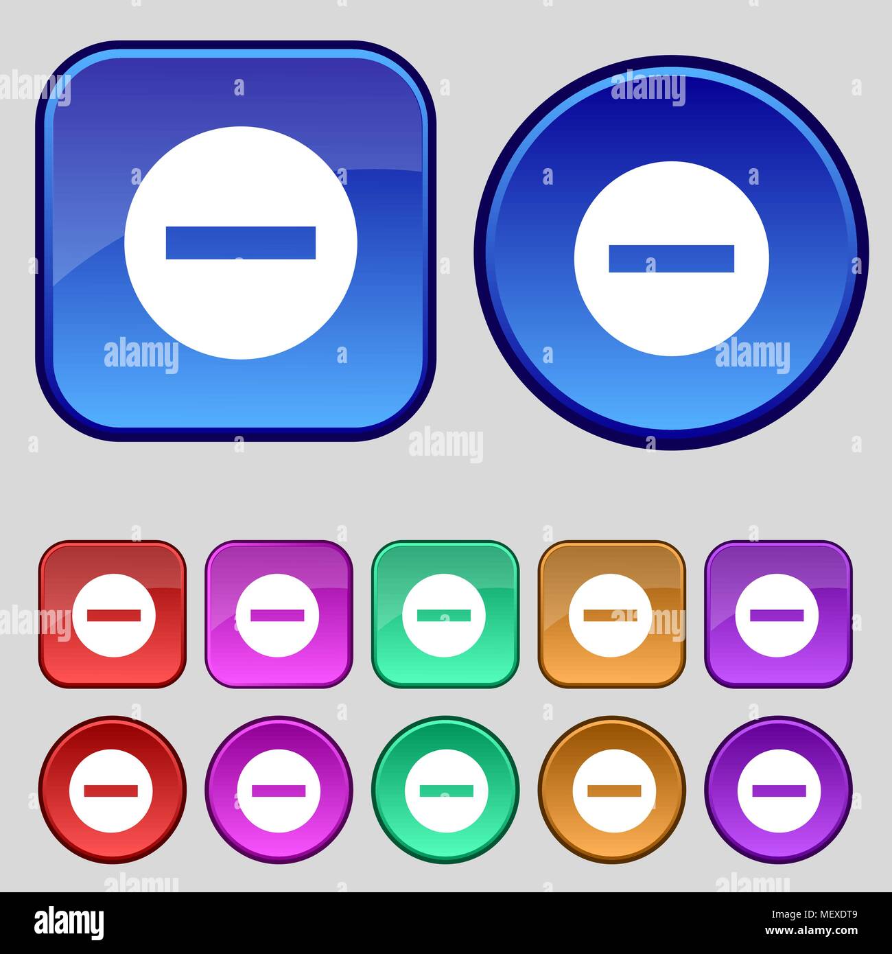 Stop sign icon. Prohibition symbol. No sign. Set colourful buttons ...