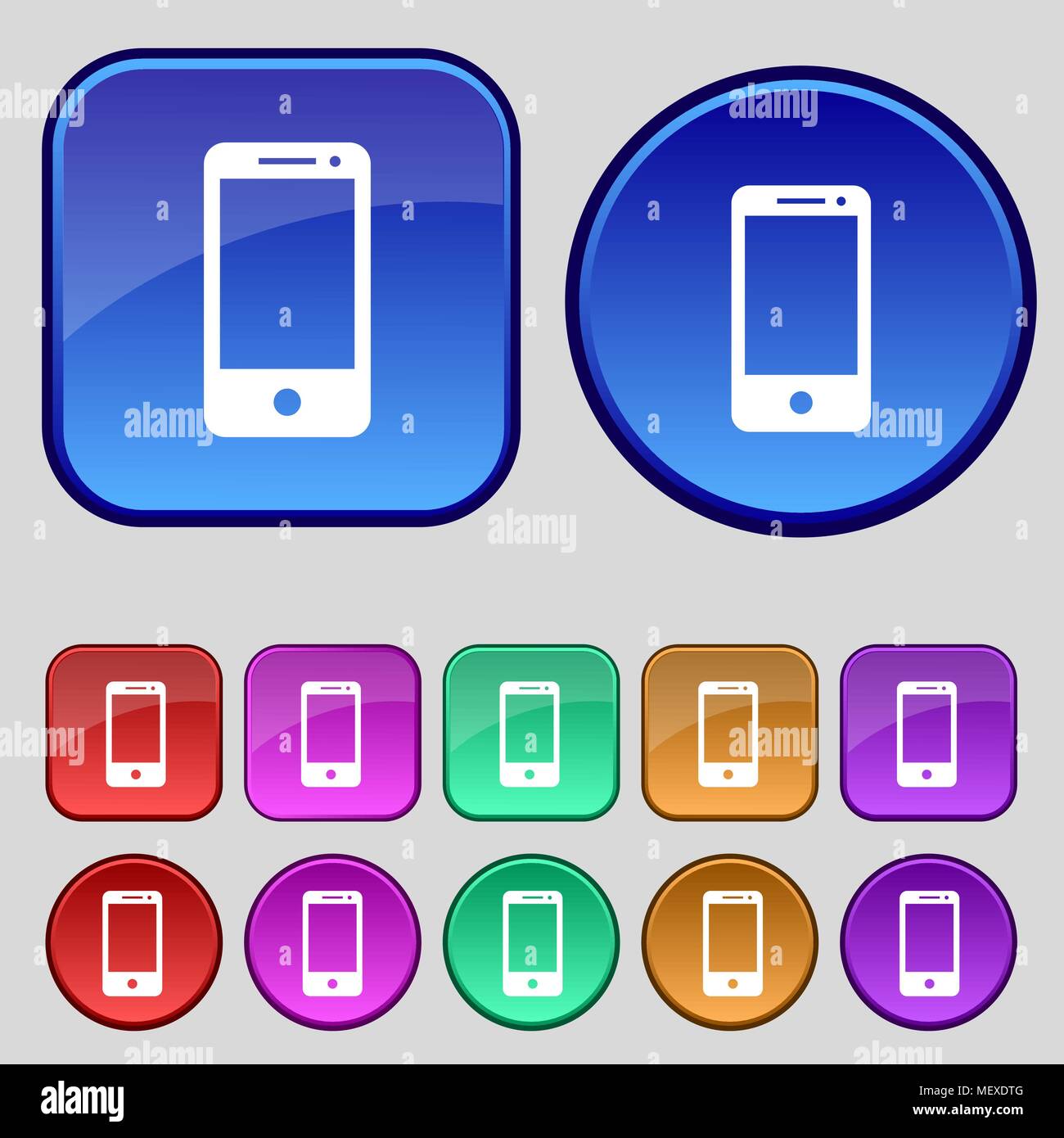 Smartphone sign icon. Support symbol. Call center. Set colur buttons ...