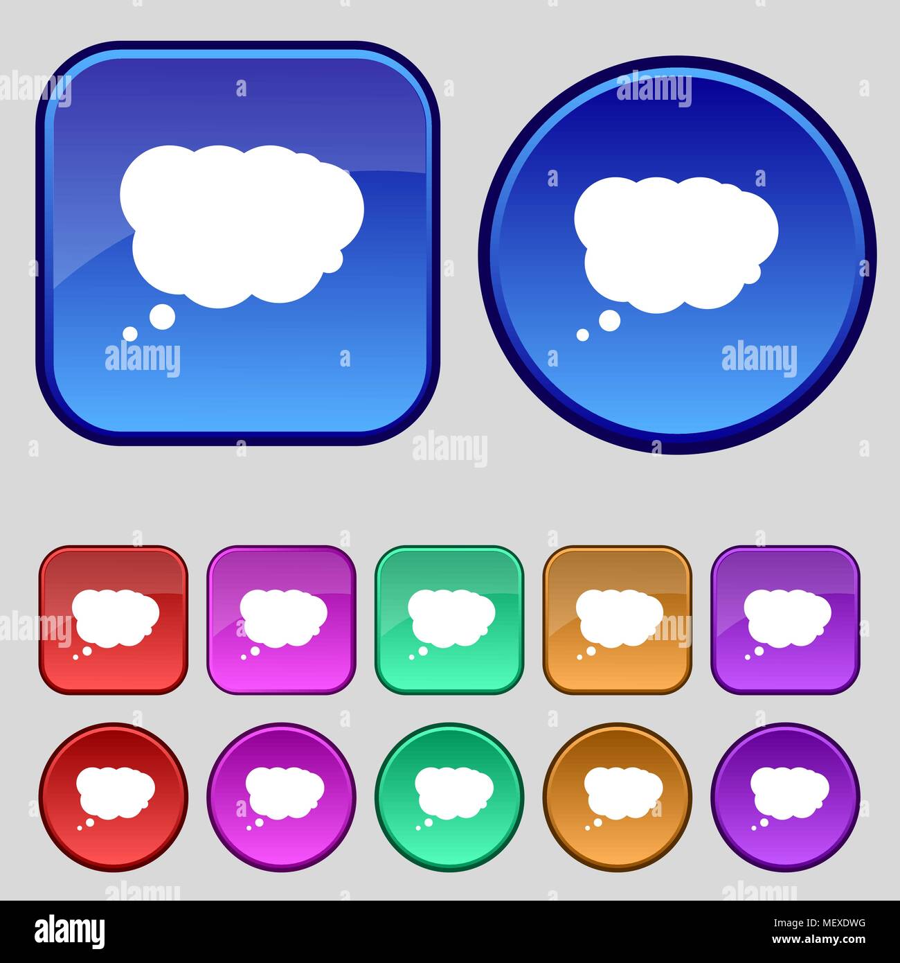 Cloud sign icon. Data storage symbol.Set colourful buttons. Vector ...