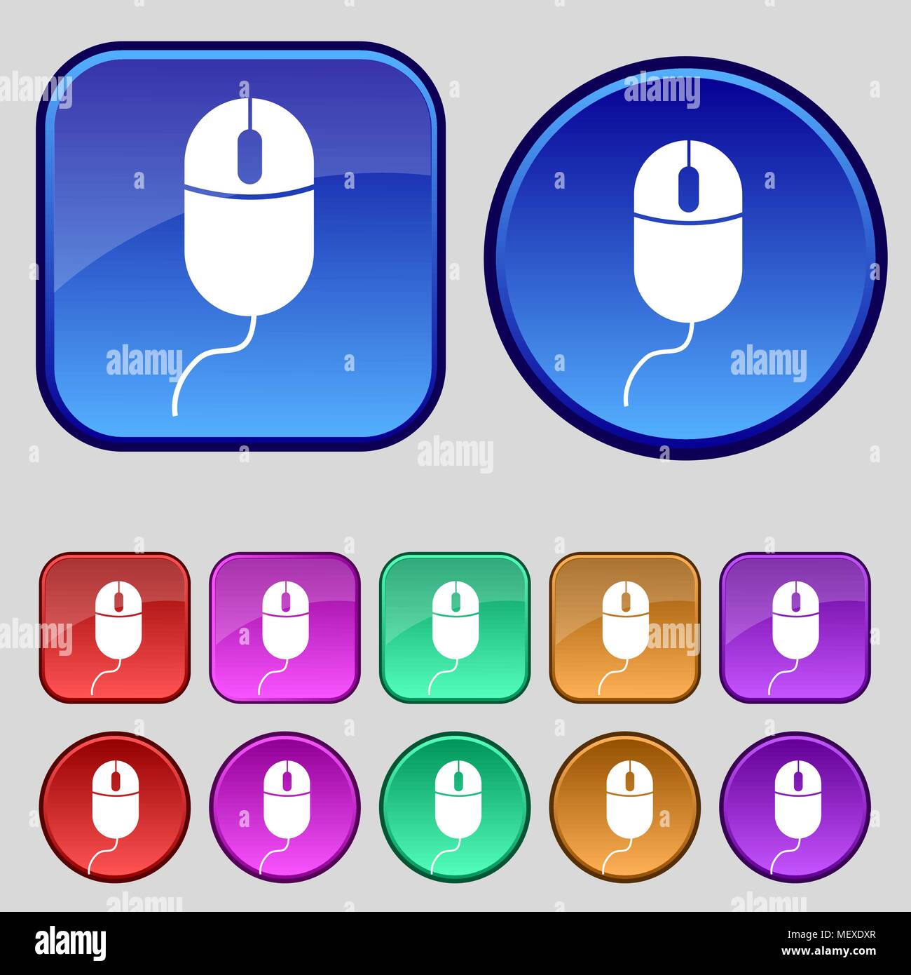 Computer mouse sign icon. Optical with wheel symbol. Set colourful ...