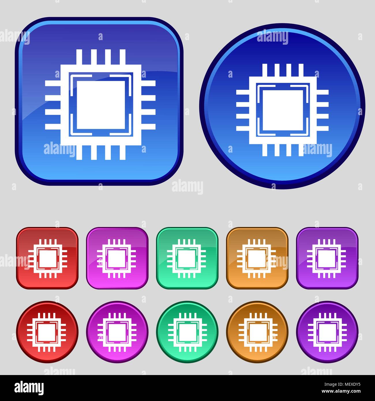 Central Processing Unit Icon. Technology scheme circle symbol. Set ...